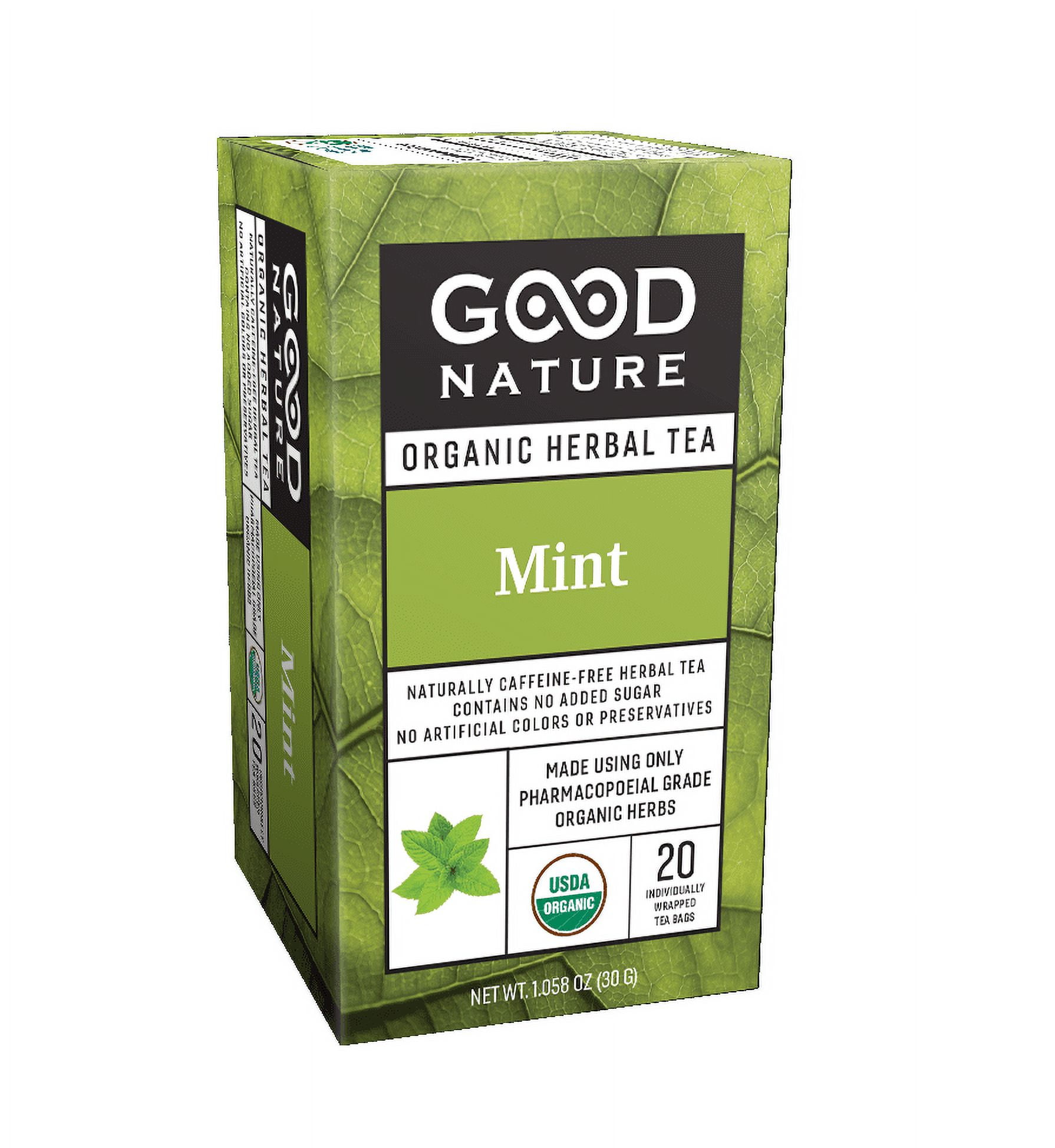 Good Nature Organic Healthy Mint Tea 20 Individually Wrapped Bags Pack ...