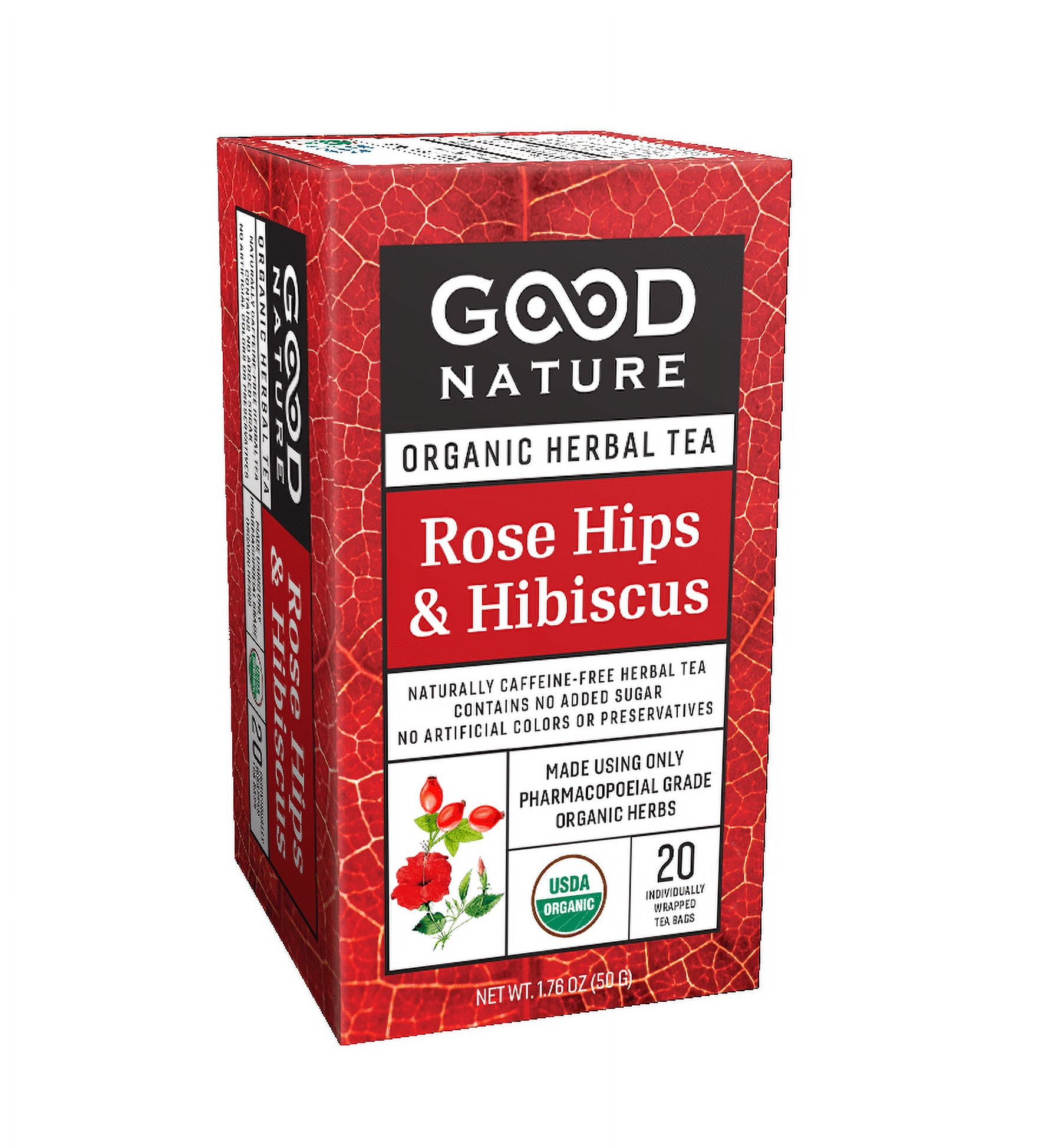 Good Nature Organic Healthy Rose Hips and Hibiscus Tea 20 Individually ...