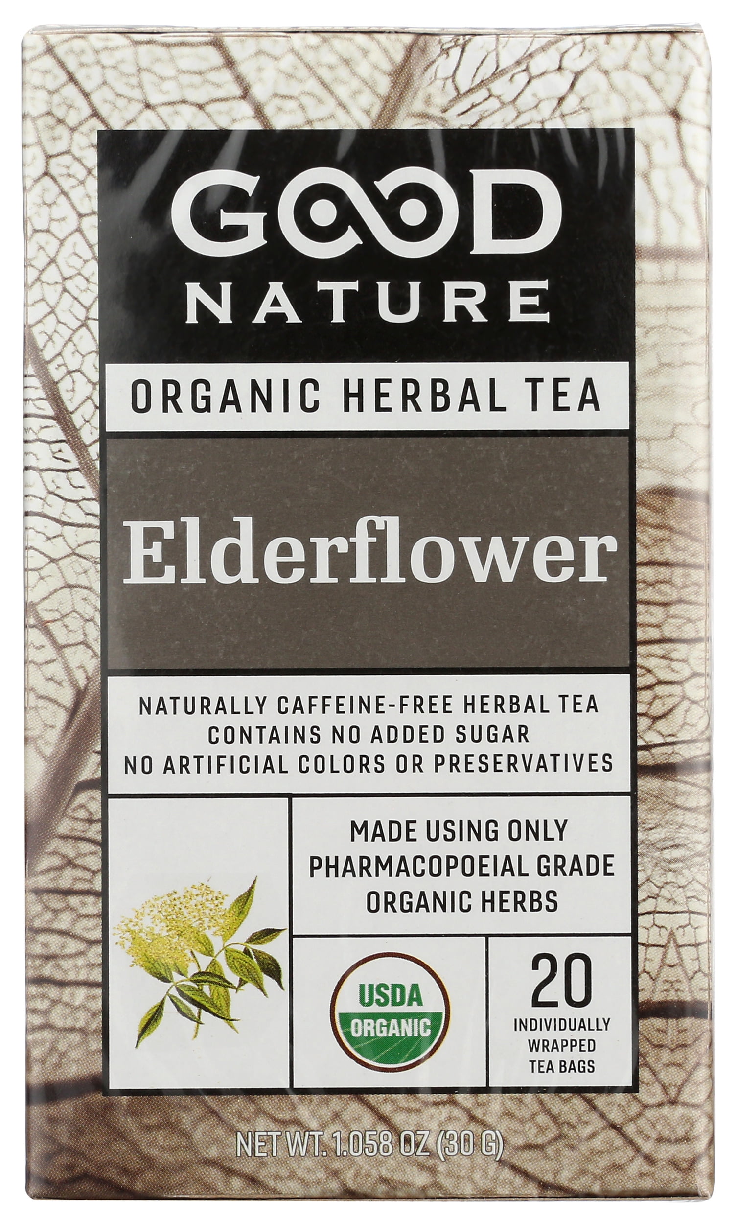 Good Nature Organic Herbal Tea, Elderflower, 30G, Pack of 6 - Walmart.com