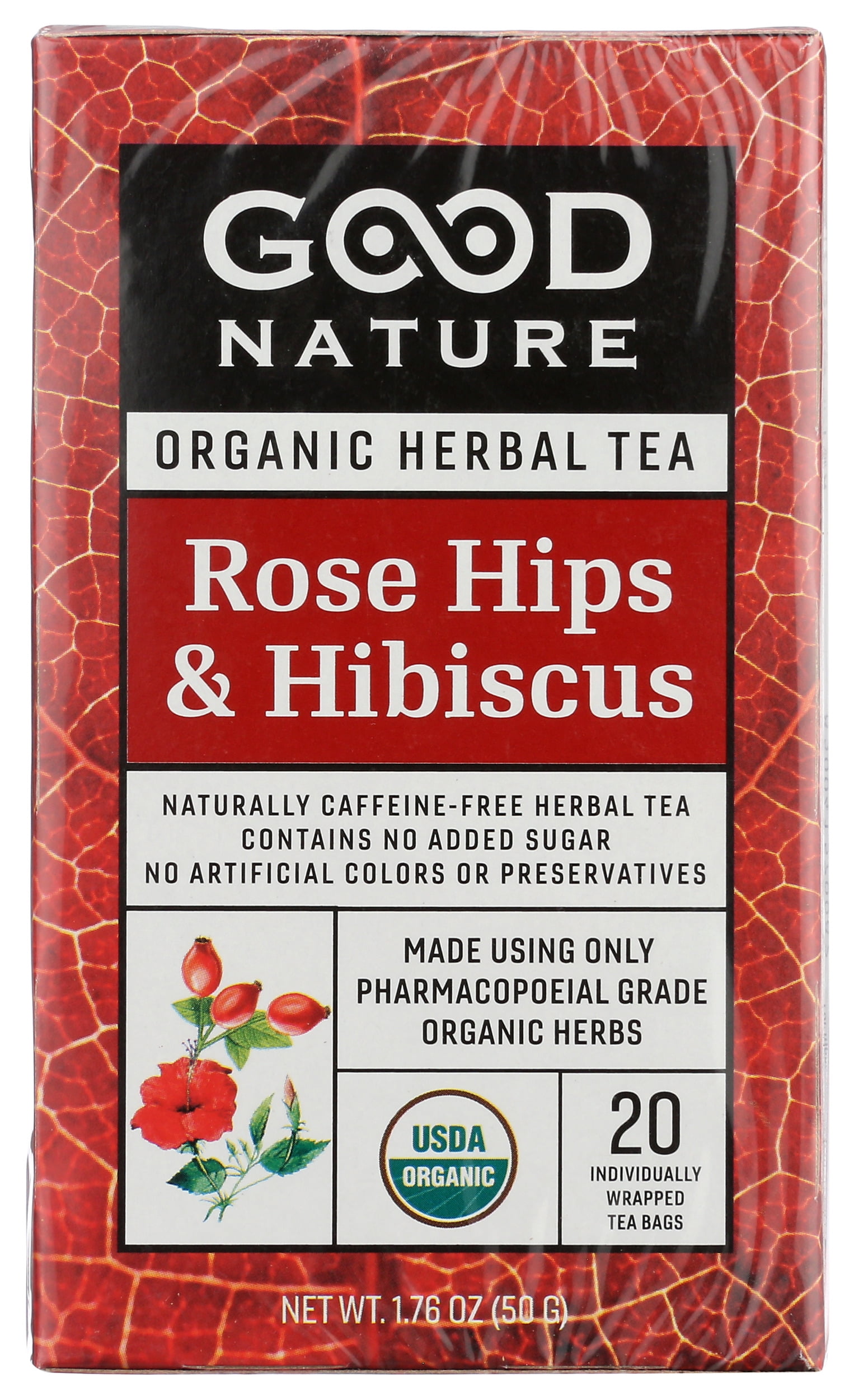 Good Nature Organic Herbal Tea, Rose Hips & Hibiscus, 50G, Pack of 6 ...