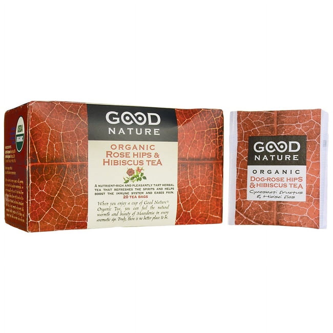 Good Nature Tea Organic Rose Hips & Hibiscus Tea Bags, 20 Ct - Walmart.com