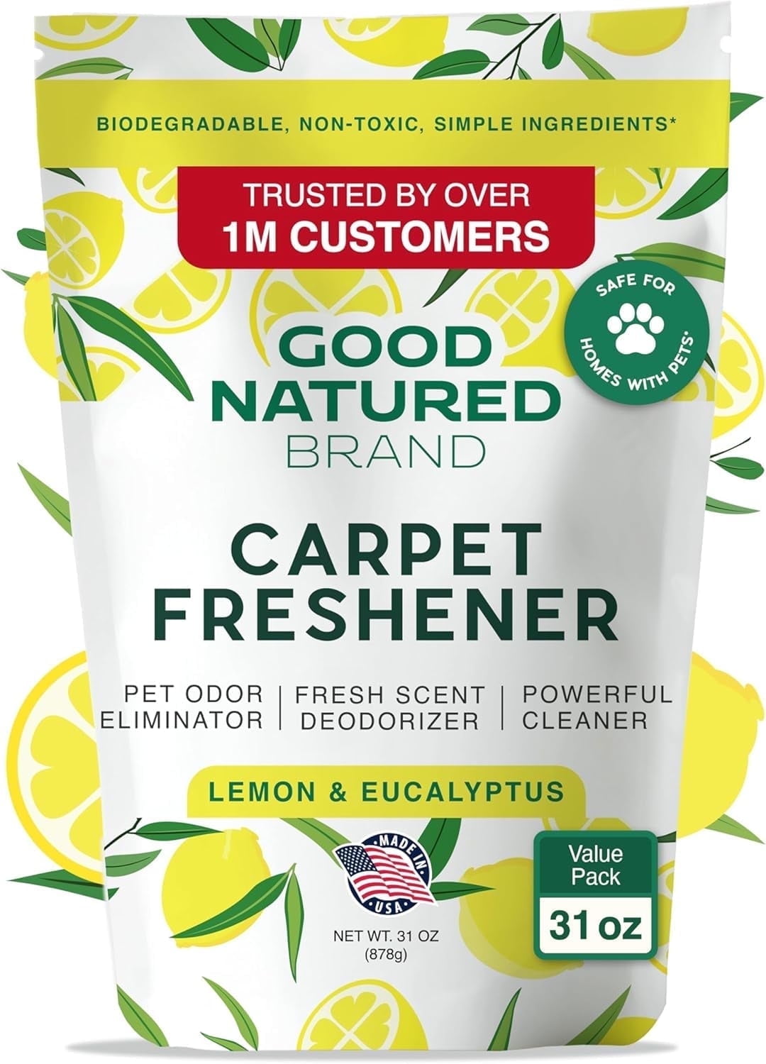 Good Natured Brand Carpet Freshener & Odor Neutralizer Powder, Lemon ...