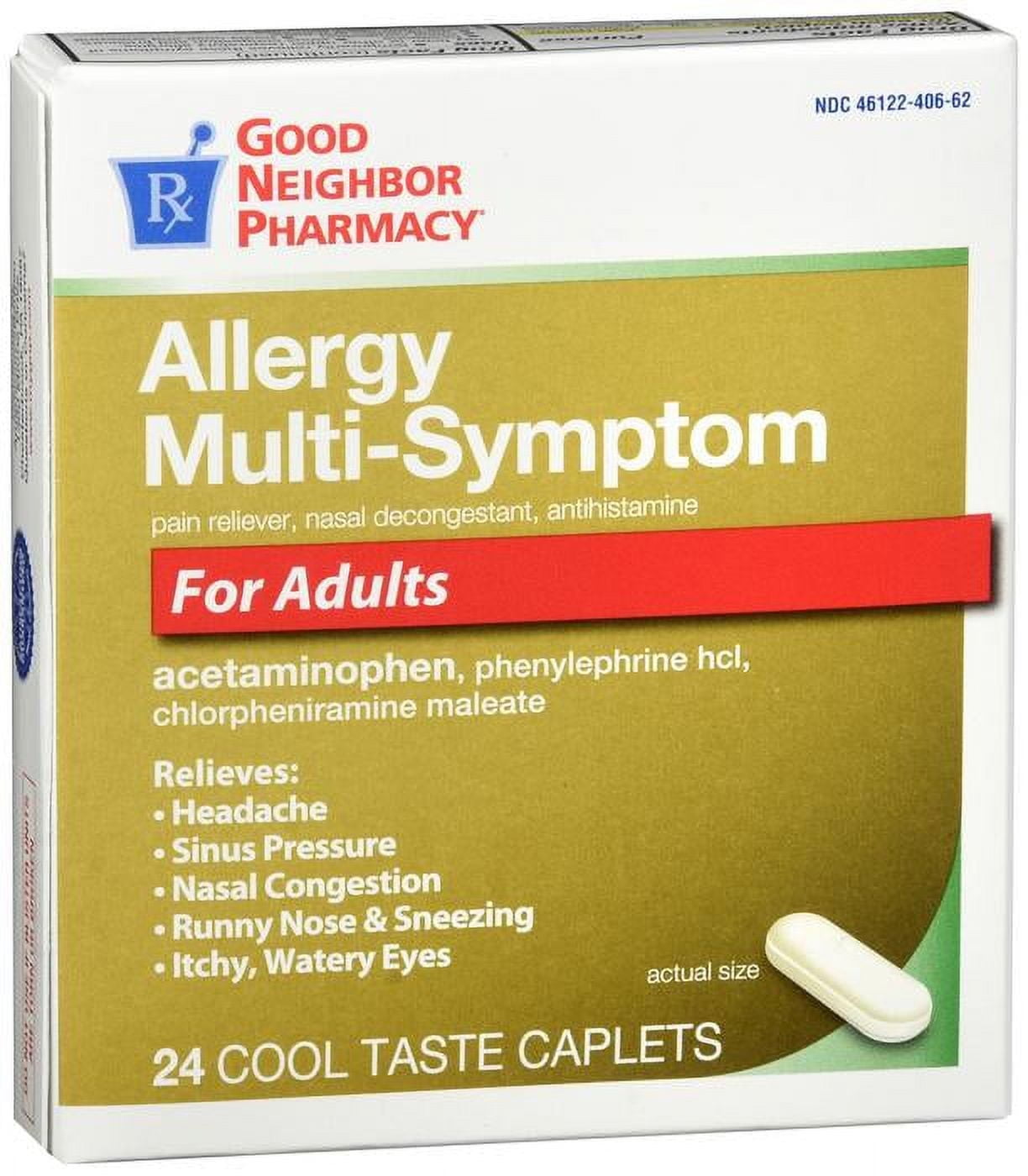 Good Neighbor Pharmacy Allergy Multi-Symptom For Adults, 24 Caplets ...