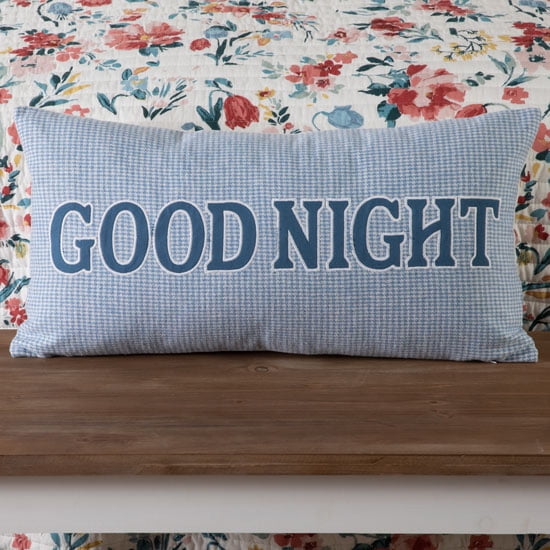 Good Night Gingham Lumbar Pillow, Rectangular Indoor Decorative Throw ...