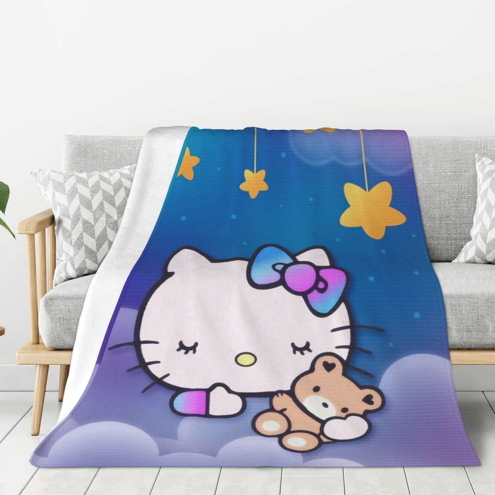Good Night Hello Kitty Blanket,Throw Blanket for Kids and Adults,Soft ...