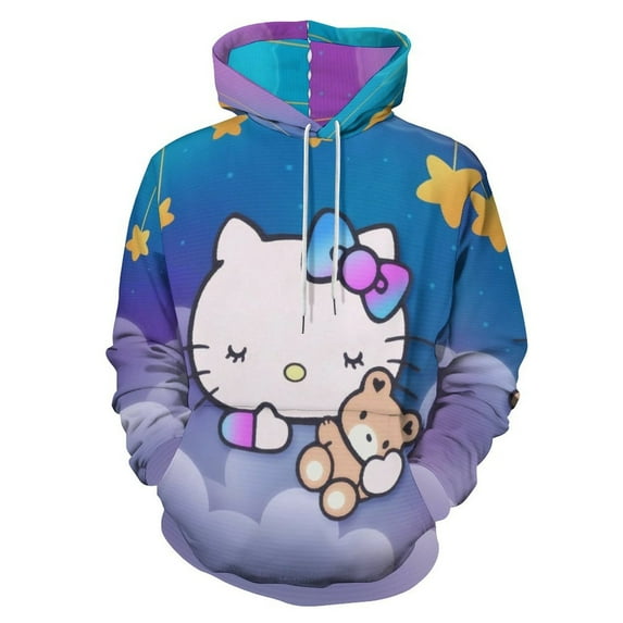 Good Night Hello Kitty Graphic Unisex 3D Print Casual Pullover Hooded Novetly Hip Hop Sweatshirt ...