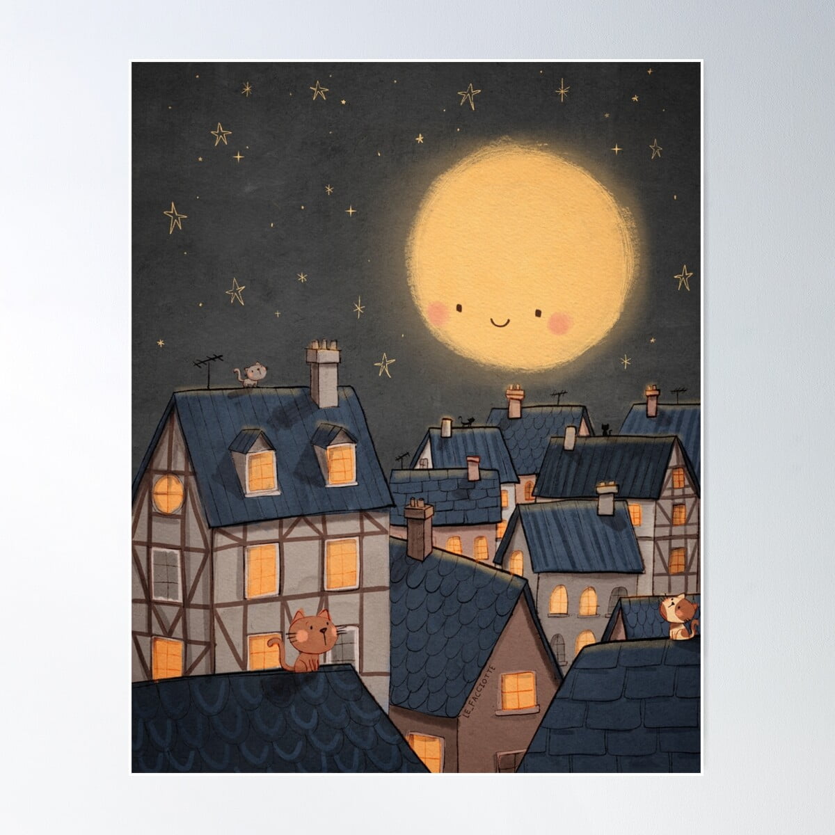 Good Night Moon Poster Wall Art, Modern Wall Decor For Living Room ...