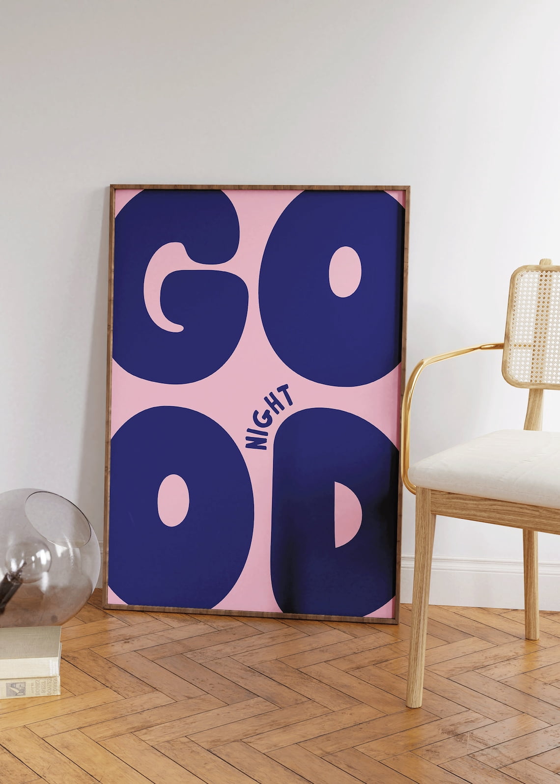 Good Night Print, Retro Pink And Blue Poster, Funky Preppy Positive Art ...