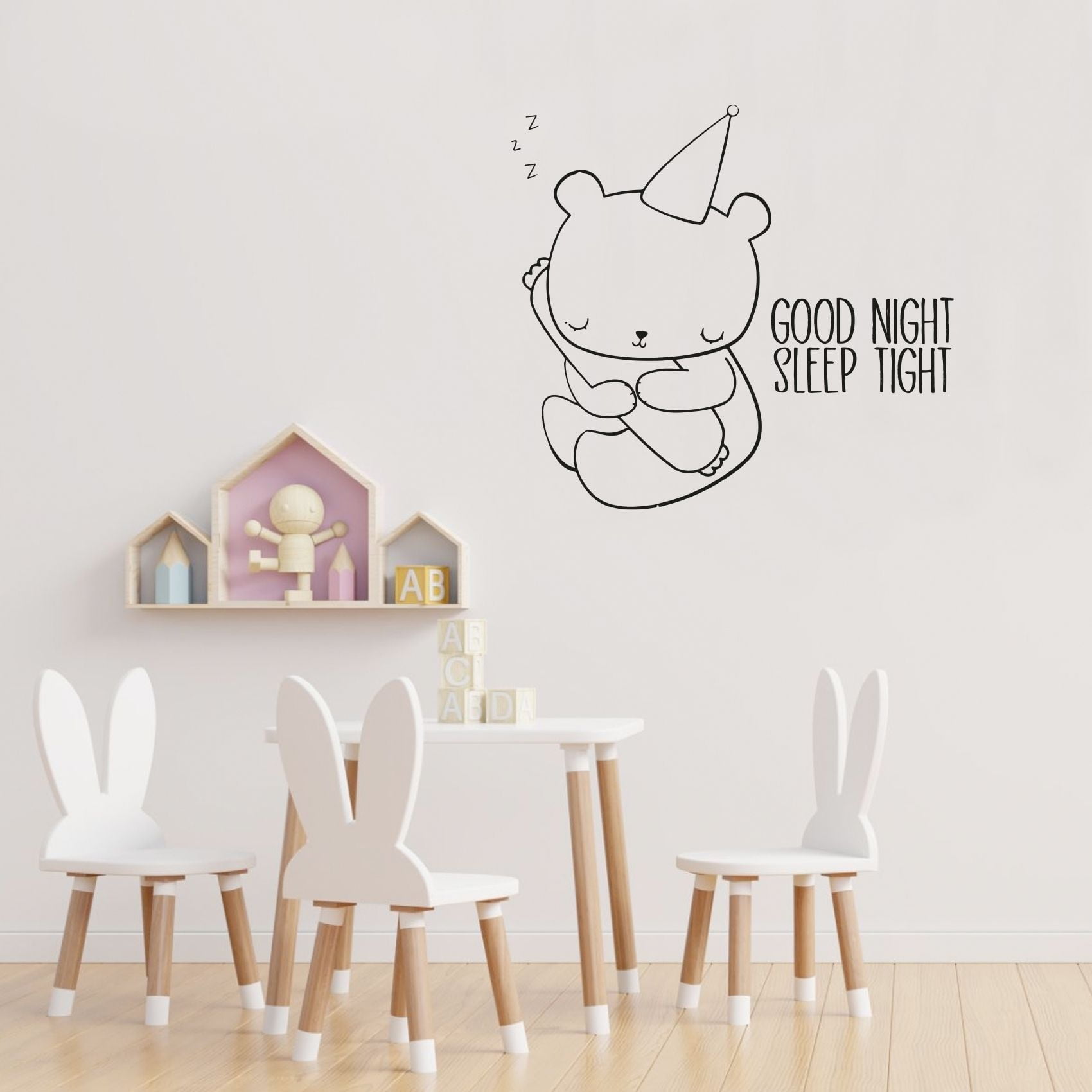 Good Night Sleep Tight - Cute Little Baby Bear Sleeping Silhouette ...