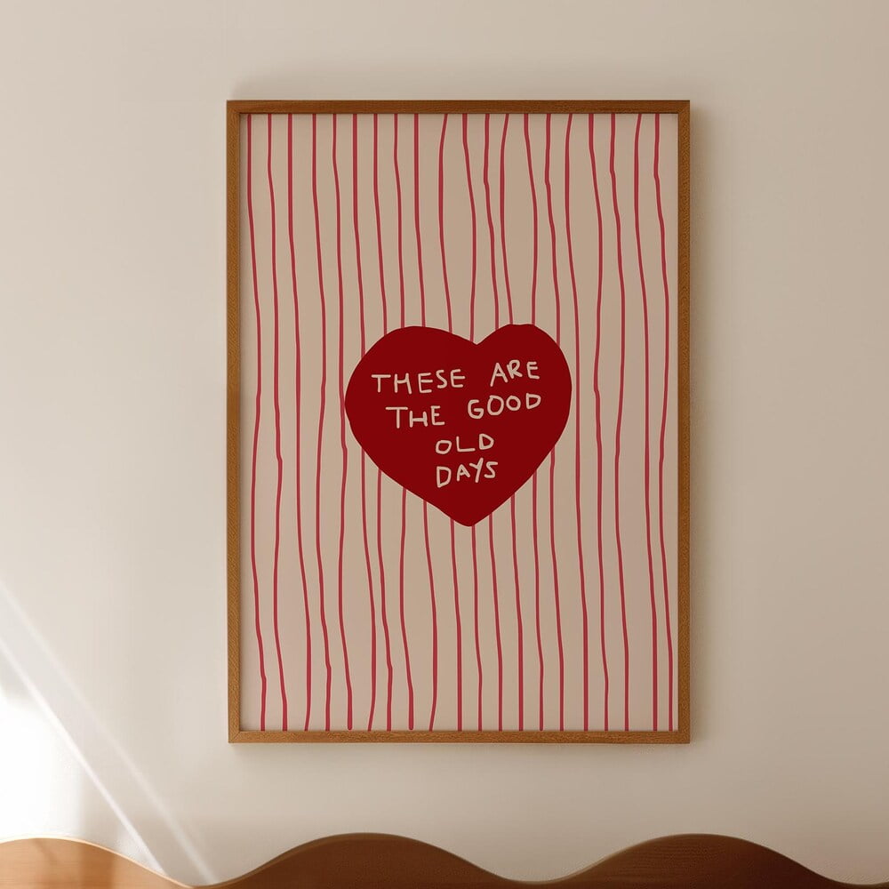 Good Old Days Heart Print, Trendy Apartment Decor UNFRAMED PAPER POSTER ...