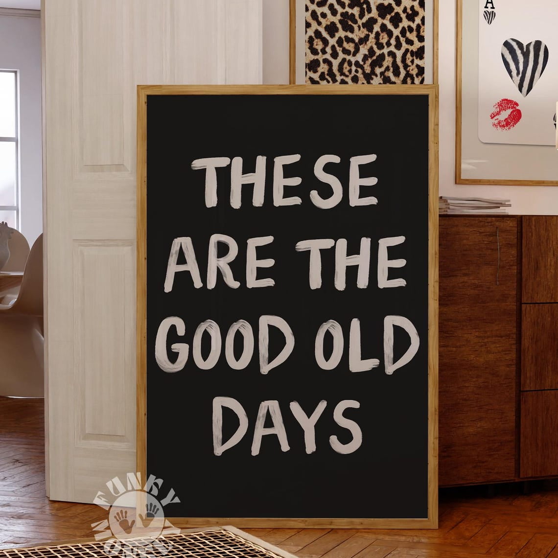 Good Old Days Print, Black White Trendy Wall Art, , Retro Poster ...