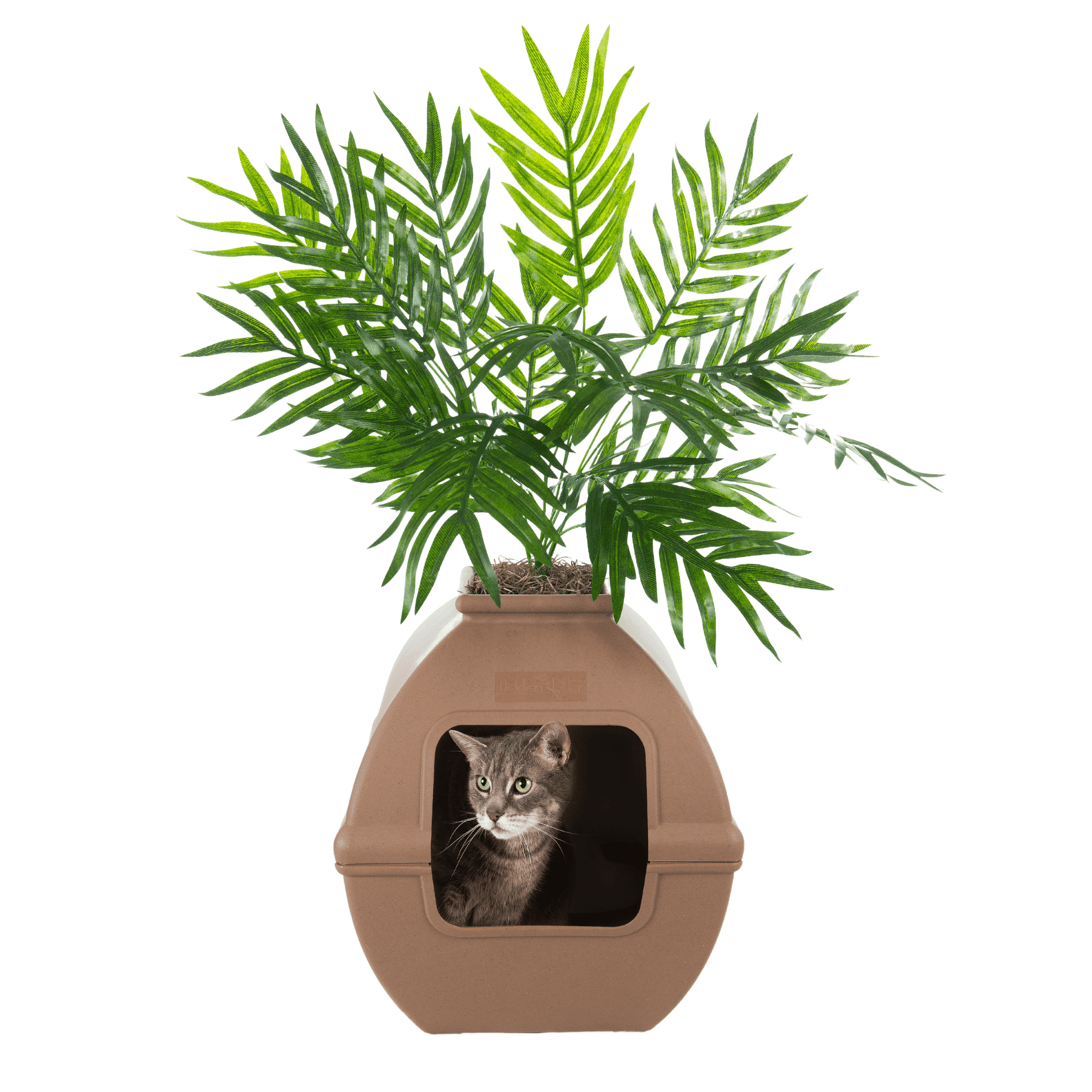 Good Pet Stuff Hidden Cat Litter Box Enclosure with Artificial Plant, Odor Filter System ...