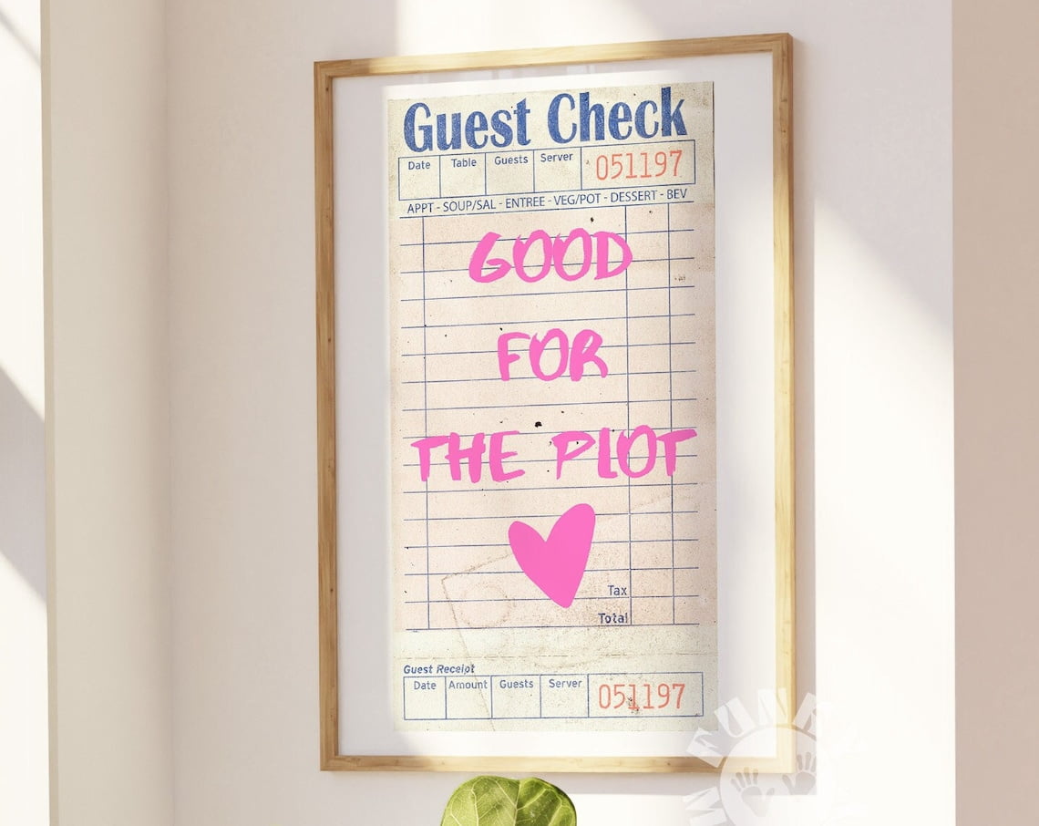 Good For The Plot Guest Check Print, Trendy Wall Art Prints, Retro ...