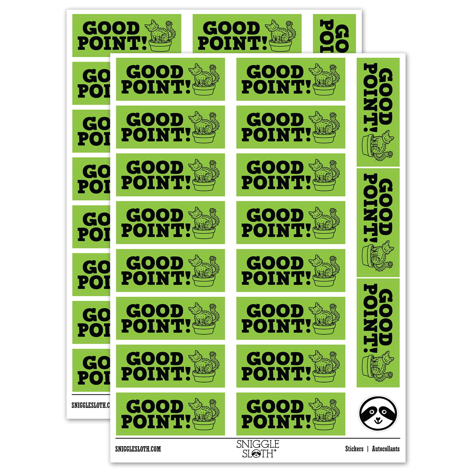 Good Point Cactus Teacher Student School Sticker Set - Light Green ...