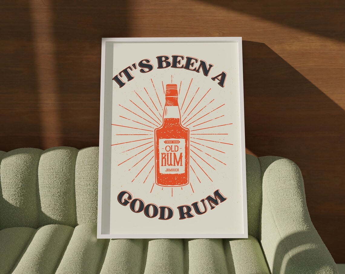 It'S Been A Good Rum Print • Funny Classy Bar Cart Poster • Retro Rum ...