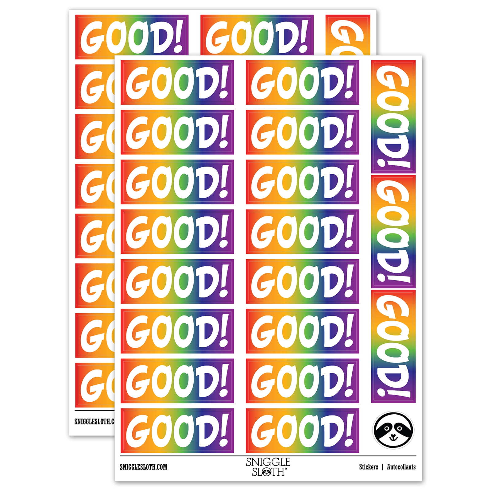 Good School Teacher Fun Text Sticker Set - Rainbow - Matte Finish - 2. ...