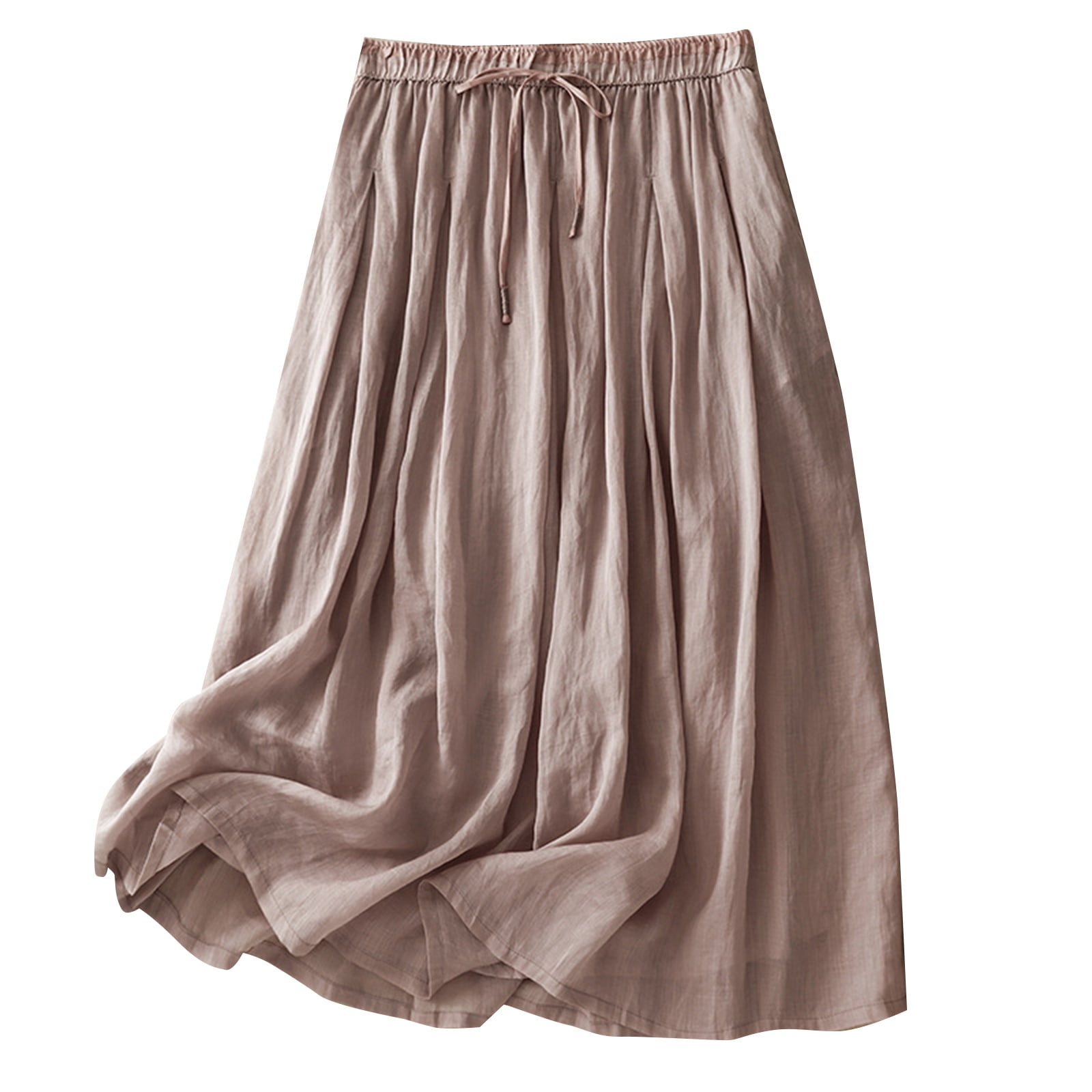 Good Selling Boho Skirts Linen Cottagecore Draping Mid Length High ...