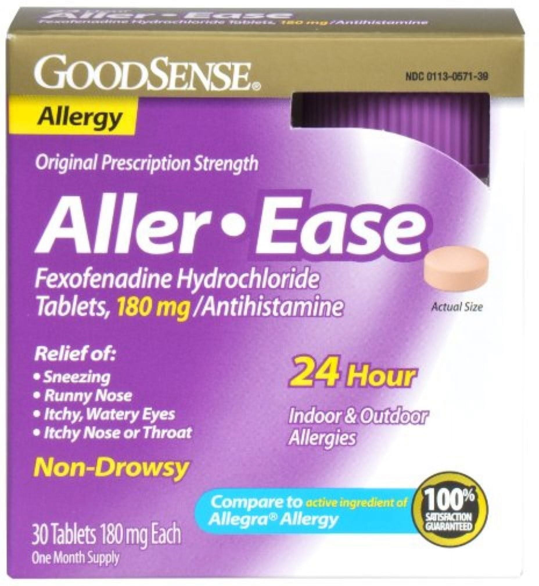 Good Sense Aller-Ease Fexofenadine Hydrochloride Tablets, 180 mg 30 ea ...