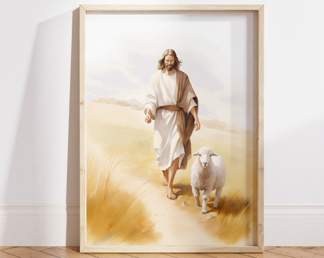 The Good Shepherd Poster, Leaves The 99 Sheep, Christian Modern Home ...