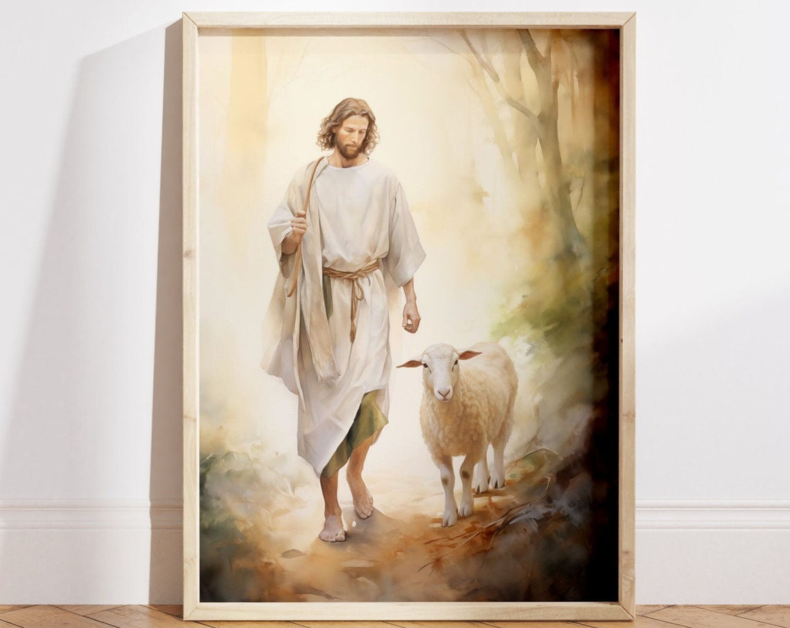 The Good Shepherd Poster, Leaves The 99 Sheep, Christian Modern Home ...