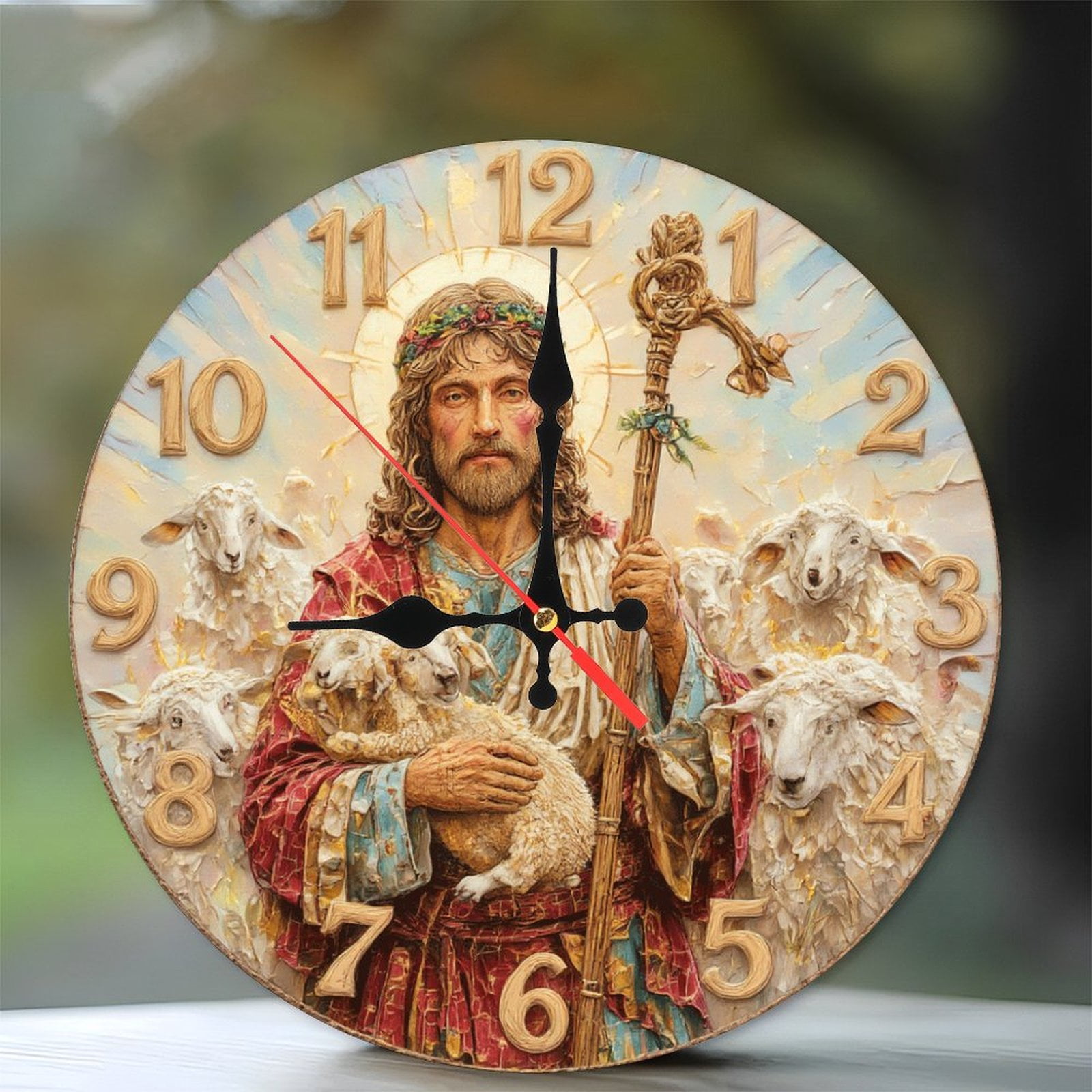 Good Shepherd Wall Clock Jesus Christ Religious Art Decor 10-Inch ...