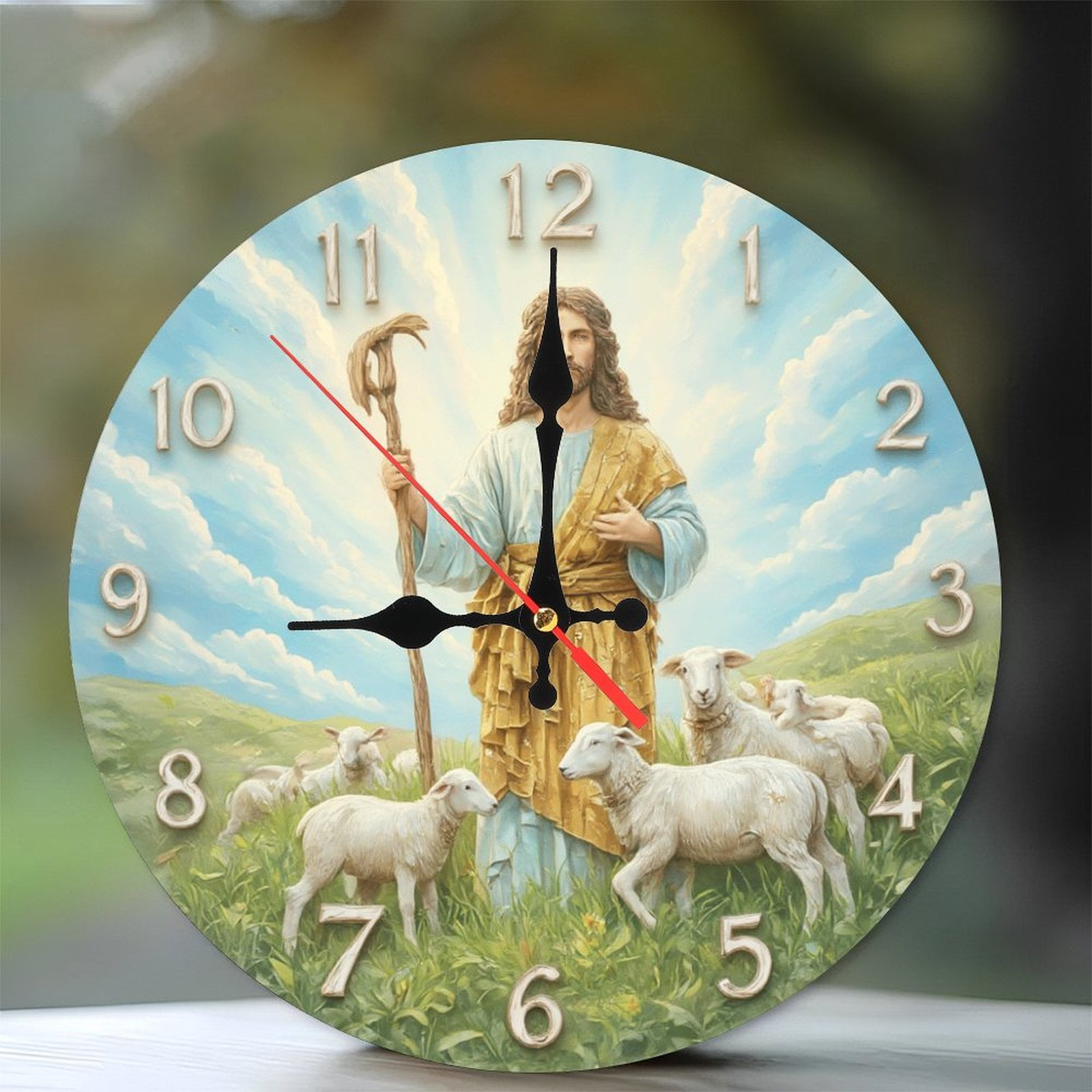 Good Shepherd Wall Clock Jesus Christ Sheep Religious Decor 10-Inch ...