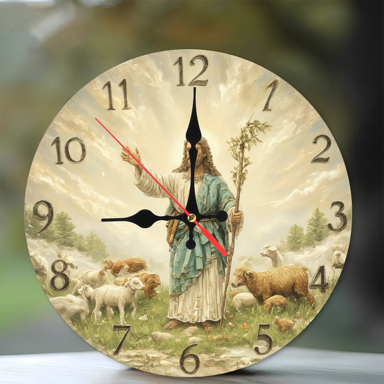 Good Shepherd Wall Clock Jesus Christ Sheep Religious Gift 10-Inch ...