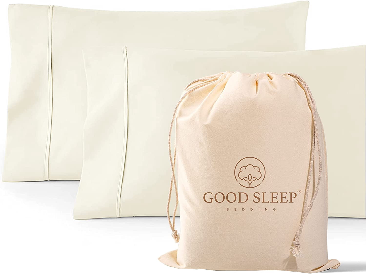 Good Sleep Bedding 1000 TC Egyptian Cotton Ivory Queen/Standard 20" x ...