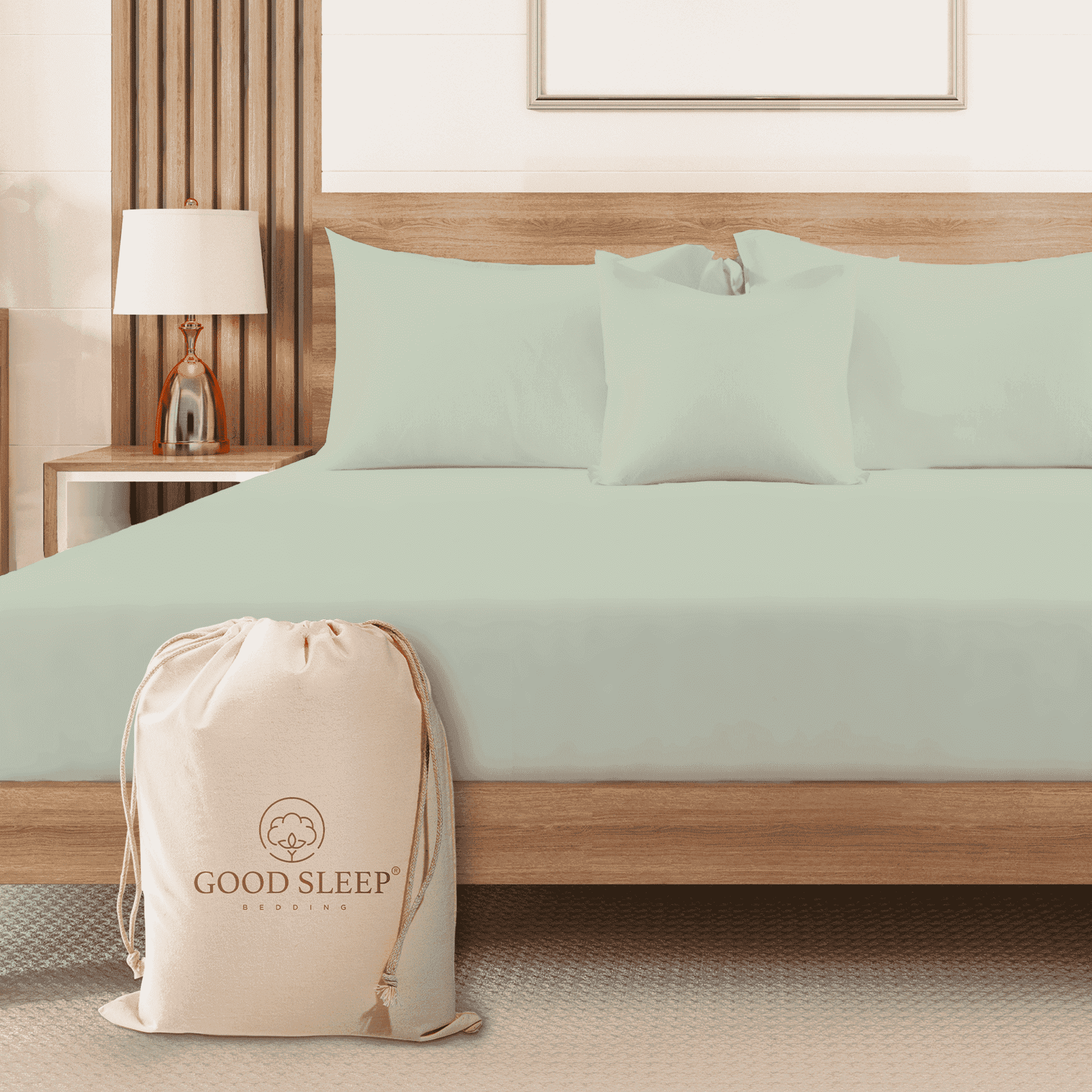 Good Sleep Bedding Deep Fitted Sheet Only Twin Xl Sage Egyptian Cotton ...