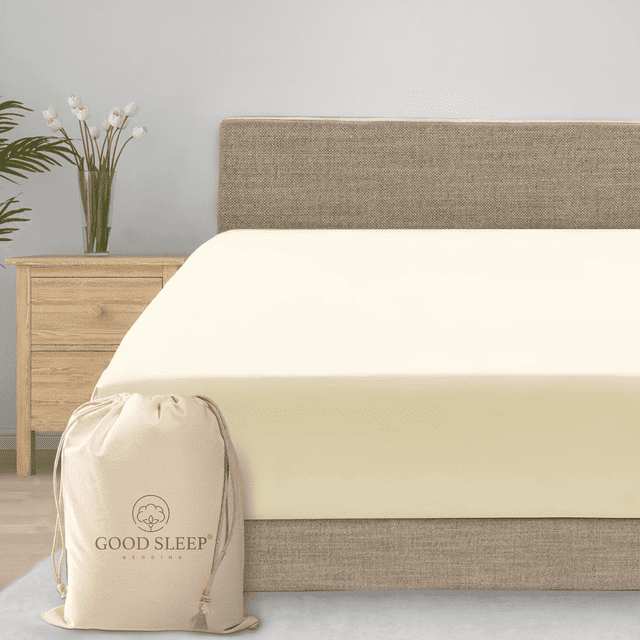 Good Sleep Bedding Queen Size Deep Pocket Elastic Sateen Fitted Sheet ...