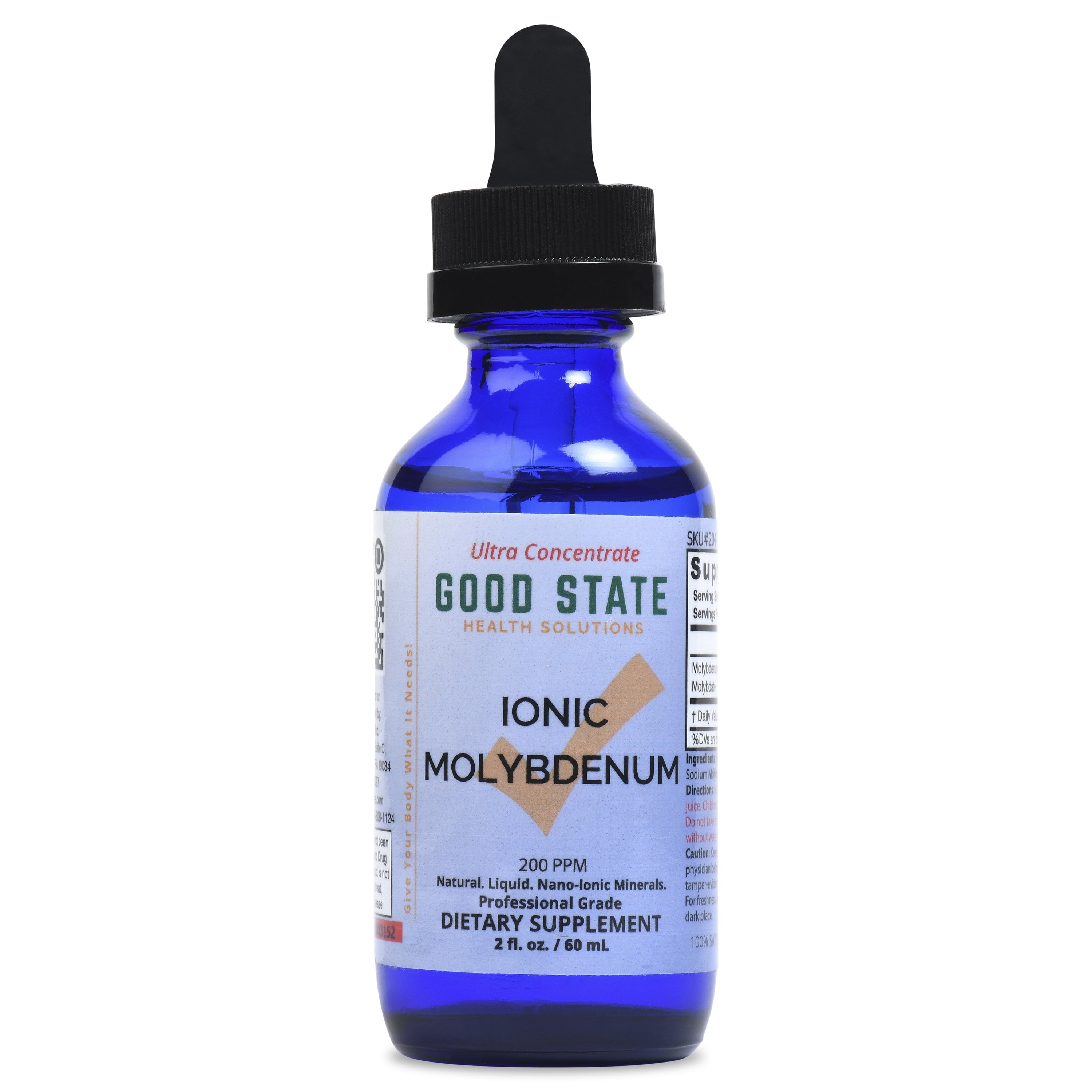 Good State Liquid Ionic Molybdenum Ultra Concentrate, 118 Servings, 2 Fl Oz, Glass Bottle ...