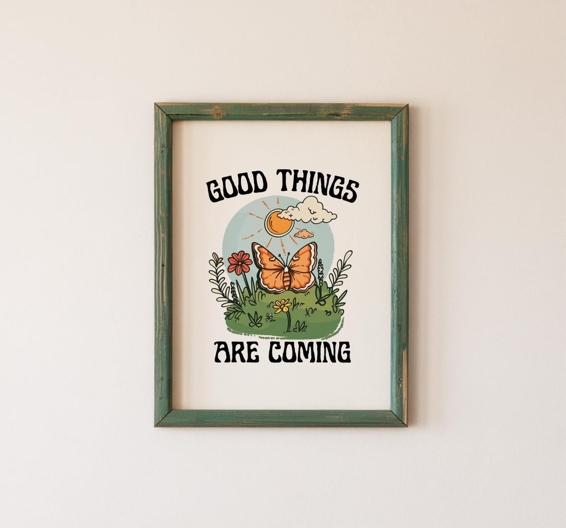 Good Things Are Coming Retro Illustration Classroom Positive Quote Kids ...