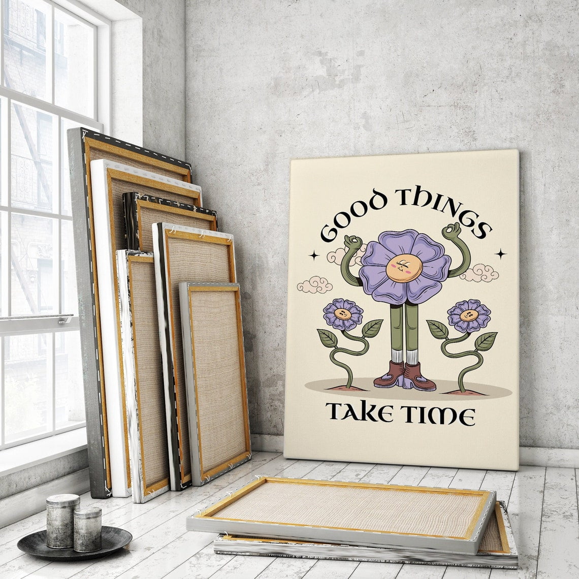 Good Things Take Time Poster, Retro Motivation Poster Home Office ...