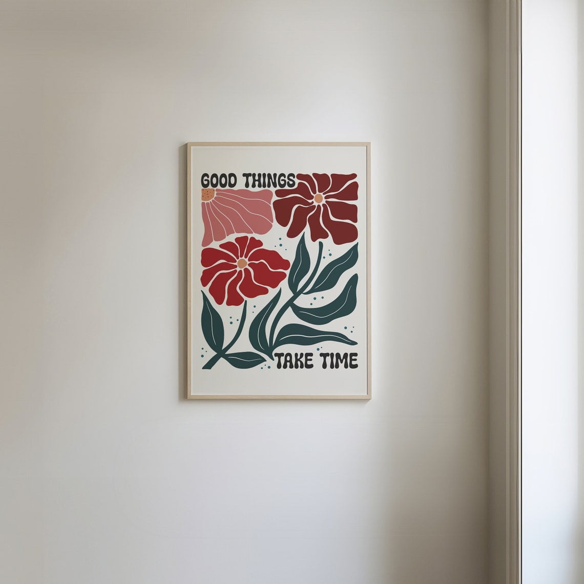 Good Things Take Time Poster, Retro Positive Quote Poster, Mindful ...
