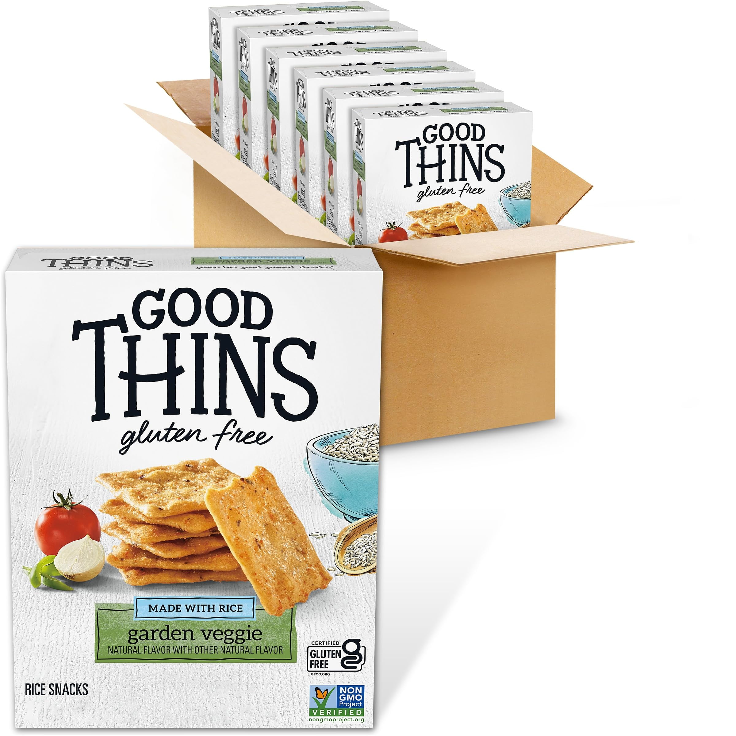Good Thins Garden Veggie AKF18 Rice Snacks Gluten Free Crackers, Bulk ...