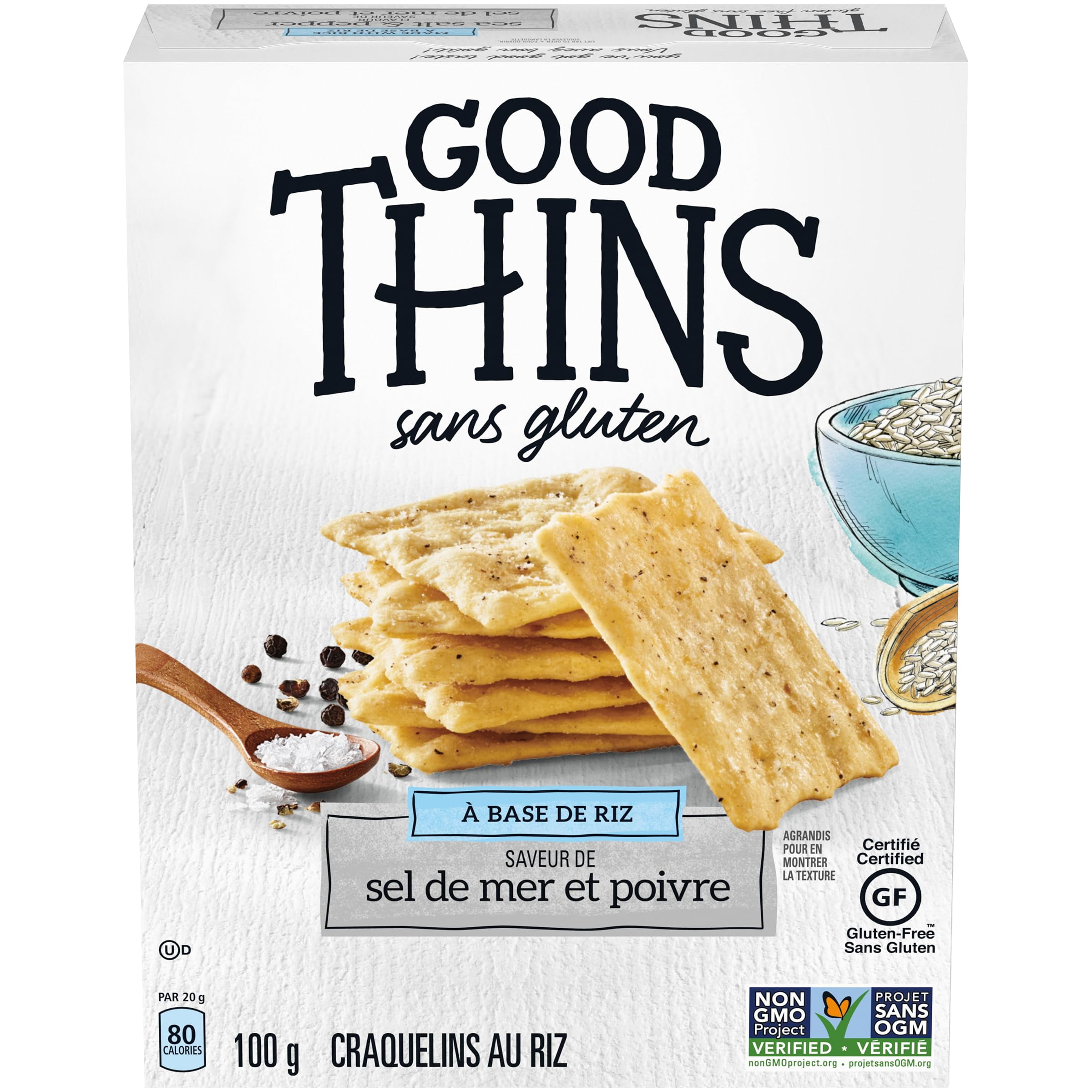 Good Thins, Gluten-Free Rice IRF13 Crackers, Sea Salt & Pepper Flavour ...