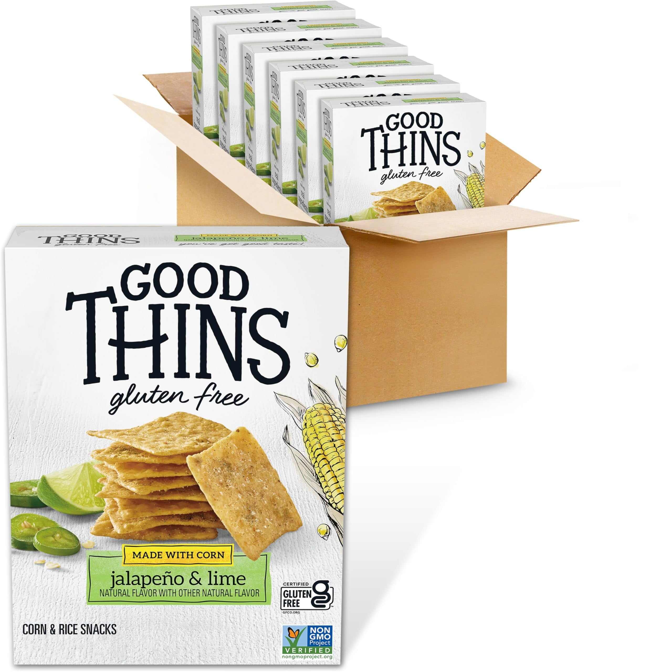 Good Thins Jalapeño & DPF11 Lime Corn & Rice Snacks Gluten Free ...