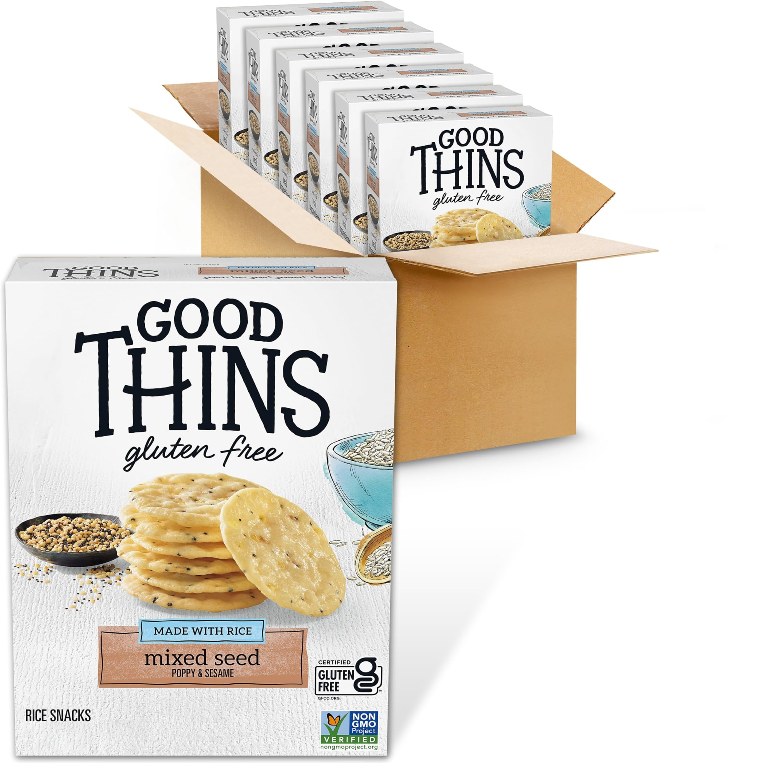 Good Thins Mixed Seed IRF13 Rice Snacks Gluten Free Crackers, Bulk ...