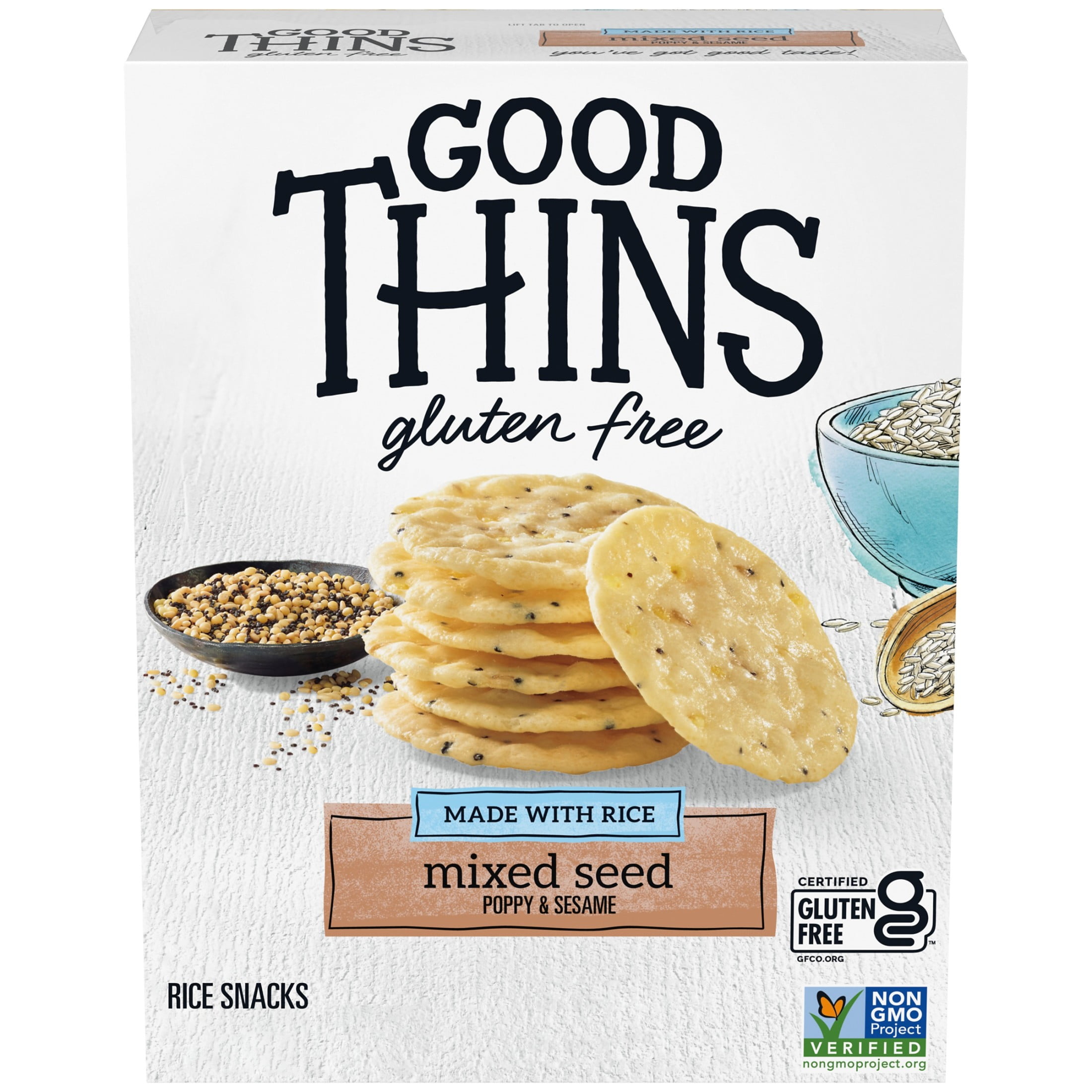 GOOD THINS Mixed Seed Rice Snacks Crackers 3.5 oz Crispy Poppy and ...