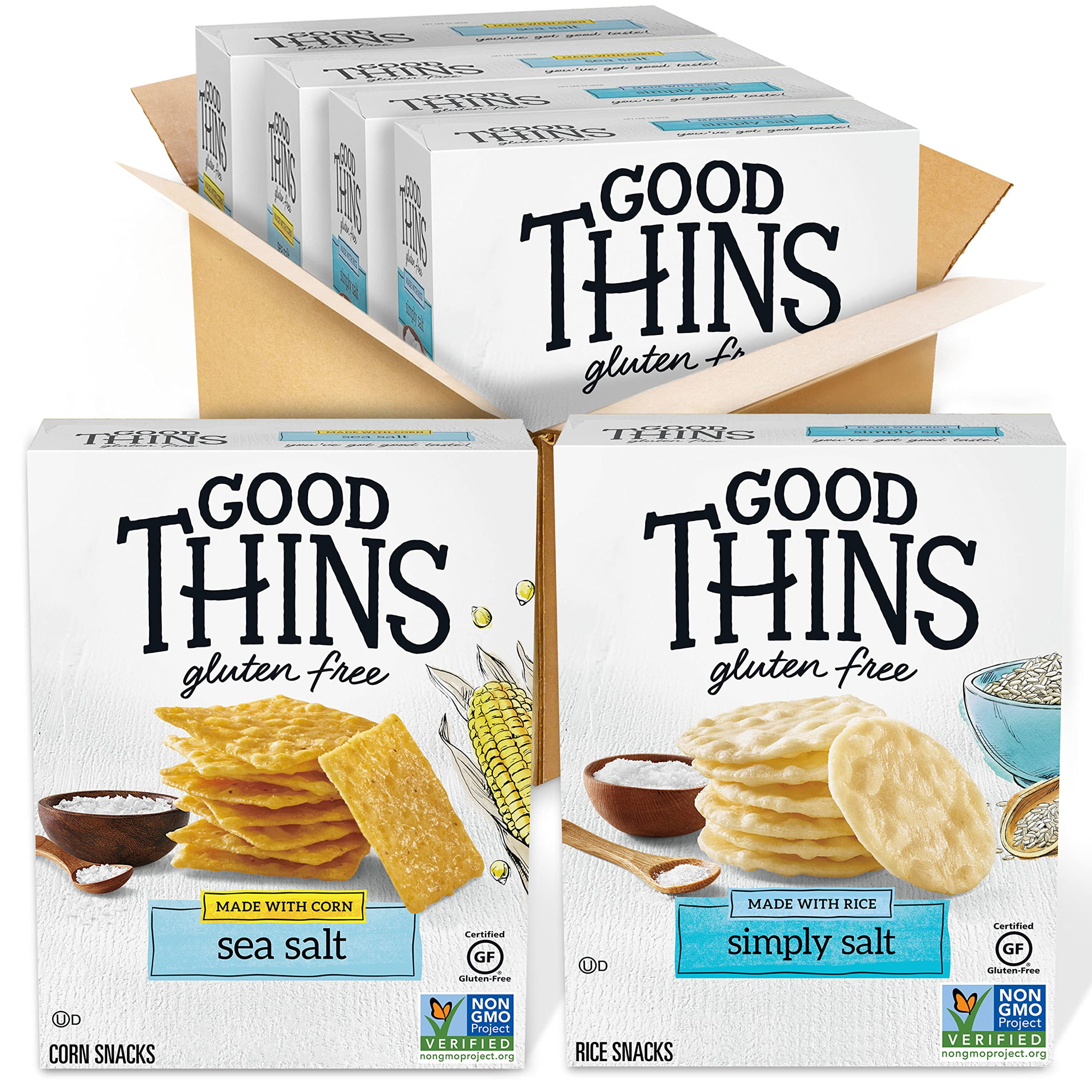 Good Thins Rice & Corn HYZ01 Snacks Gluten Free Crackers Variety Pack ...