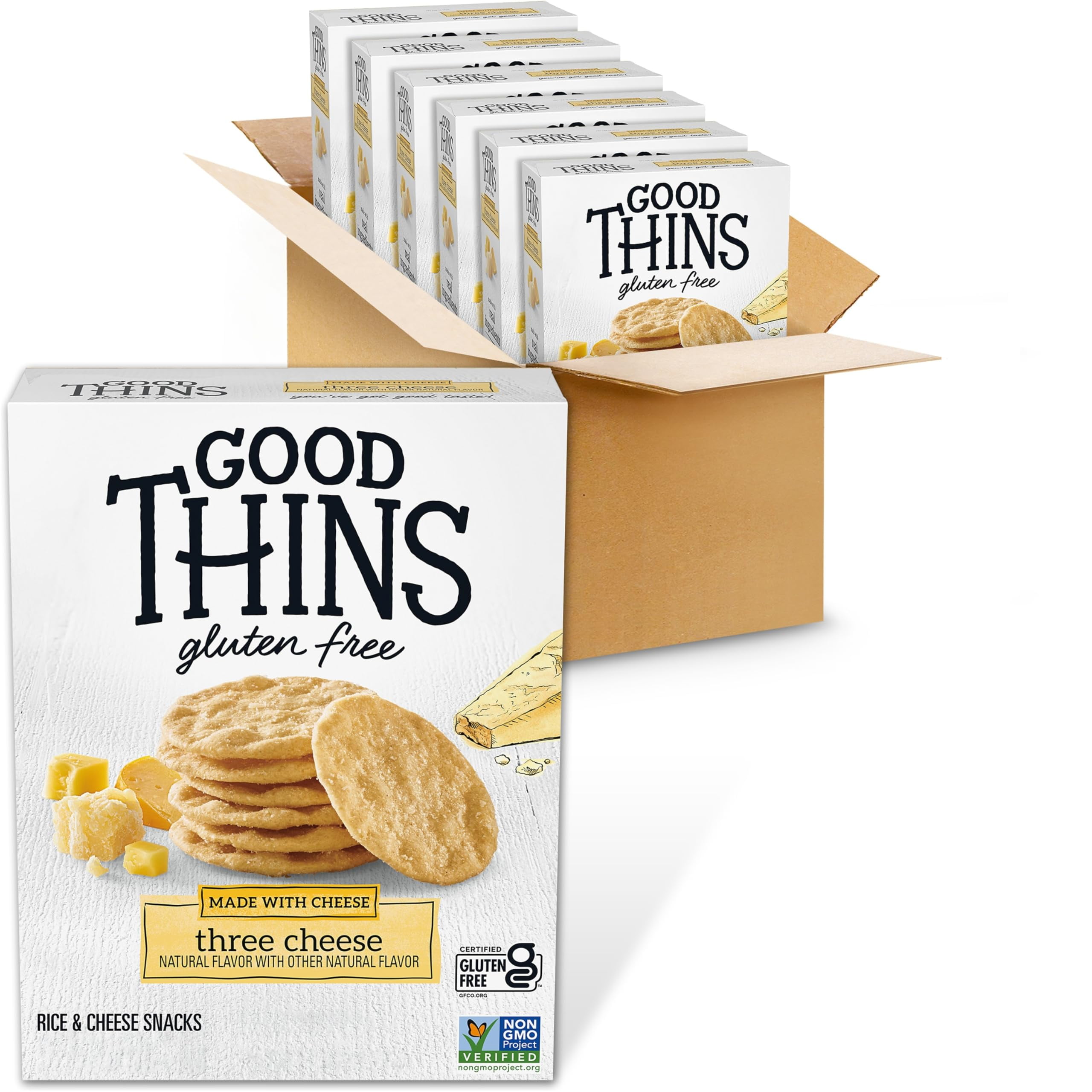 Good Thins Three Cheese BCF26 Rice & Cheese Snacks Gluten Free Crackers ...