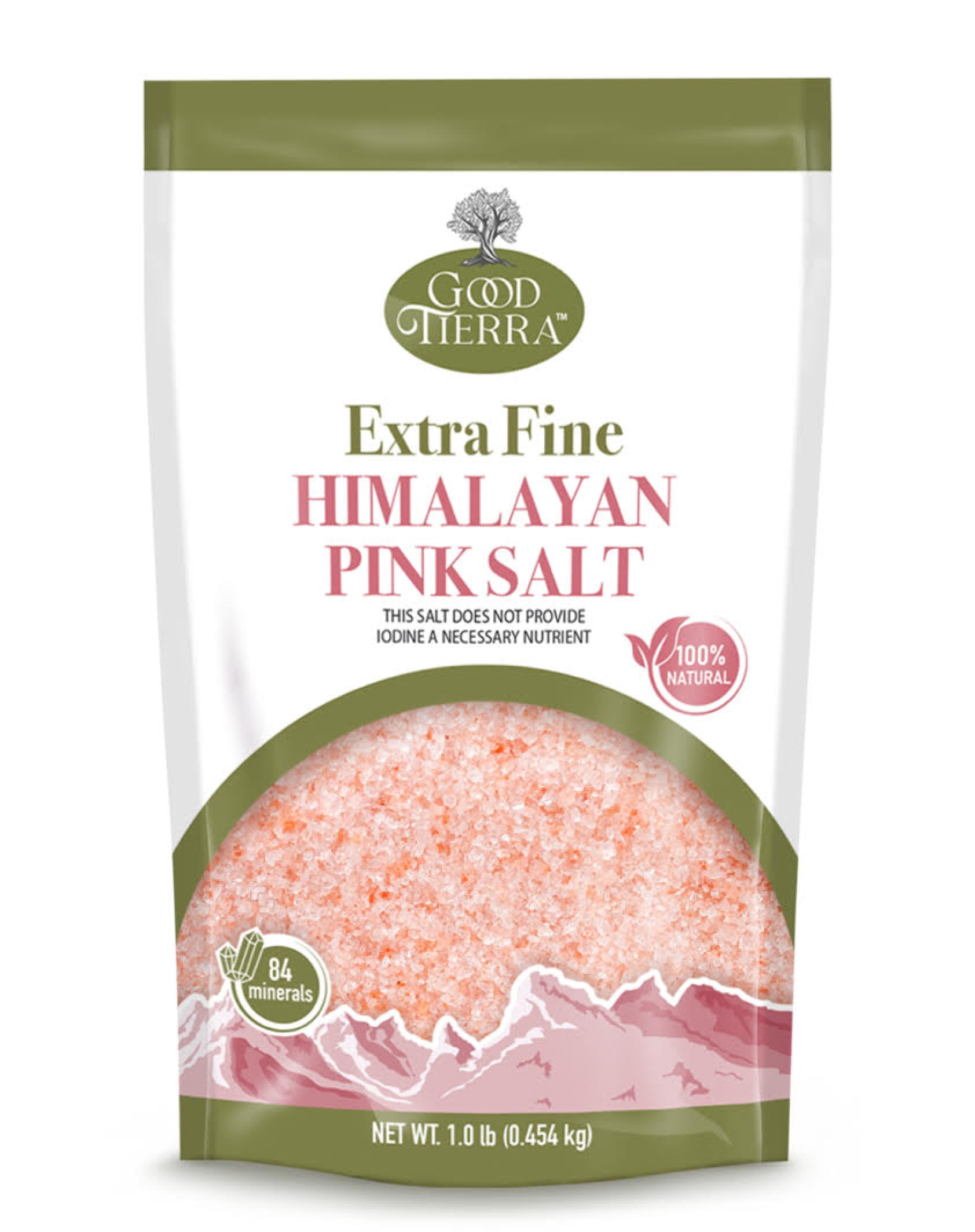 Good Tierra Himalayan Pink Salt, Extra Fine Grain, Mineral-Rich, 1 lb ...