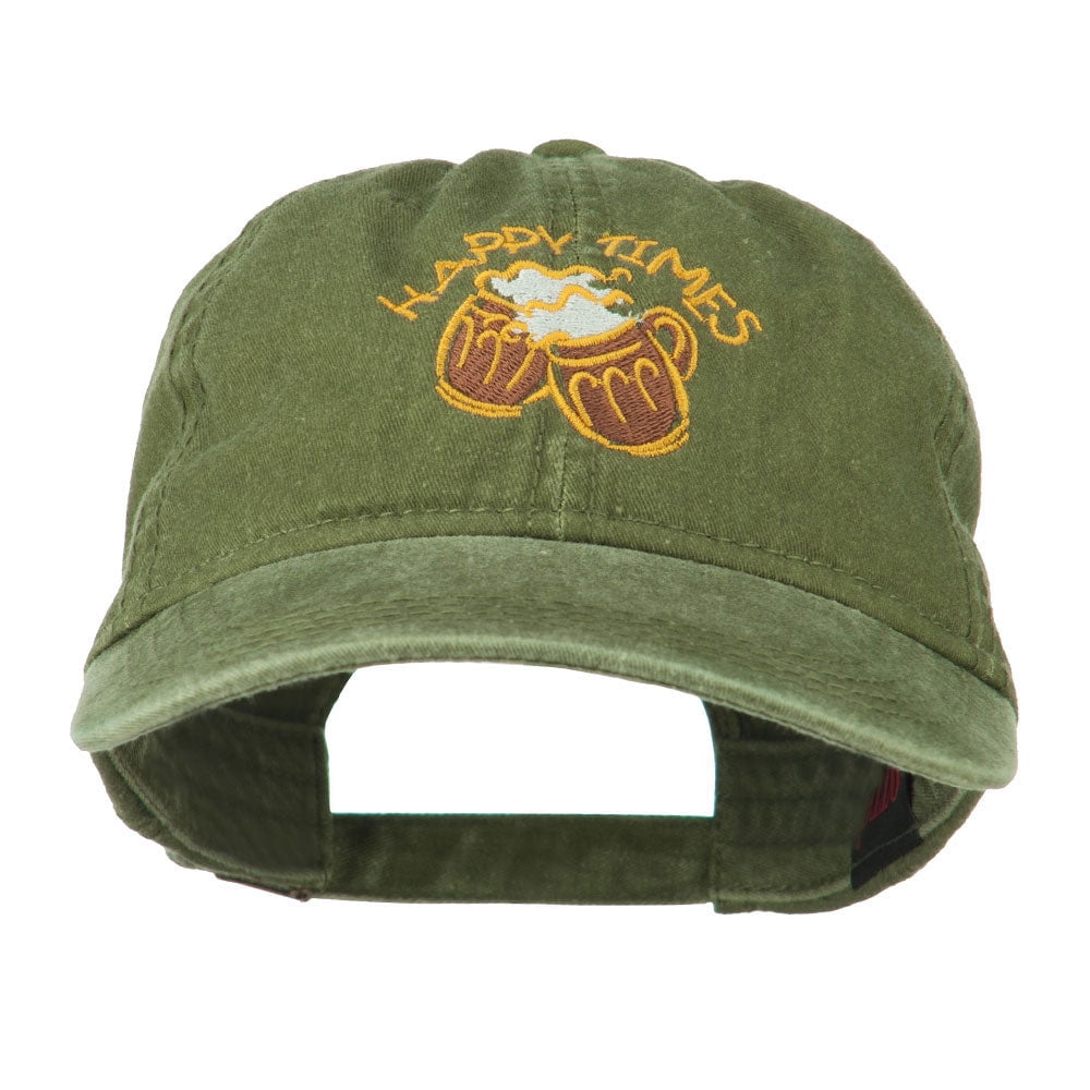 Good Times Beer Image Embroidered Washed Cap - Olive Green OSFM ...