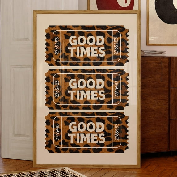 Good Times Leo.Pard Print, Retro Ticket Print, Trendy Wall Art, Preppy ...