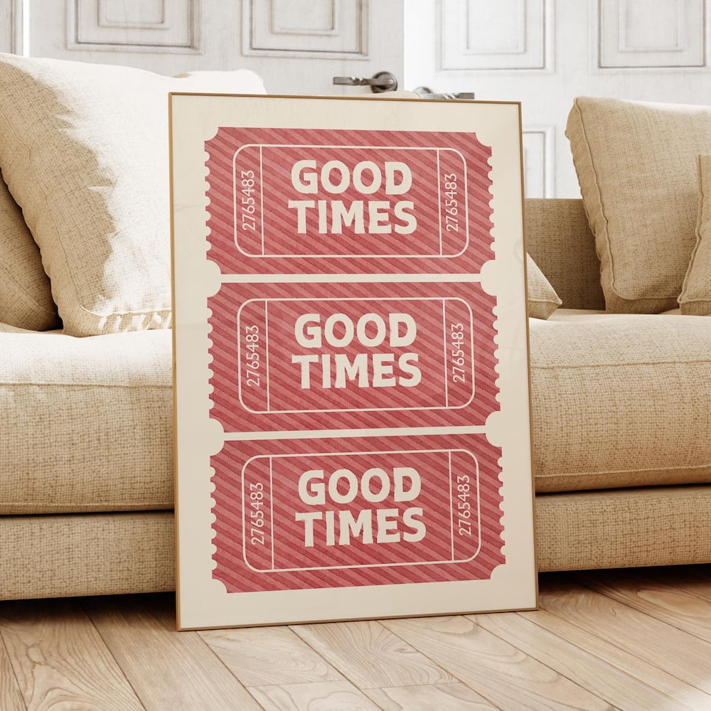 Good Times Print: Retro Ticket Wall Art For Preppy Apartment Style ...