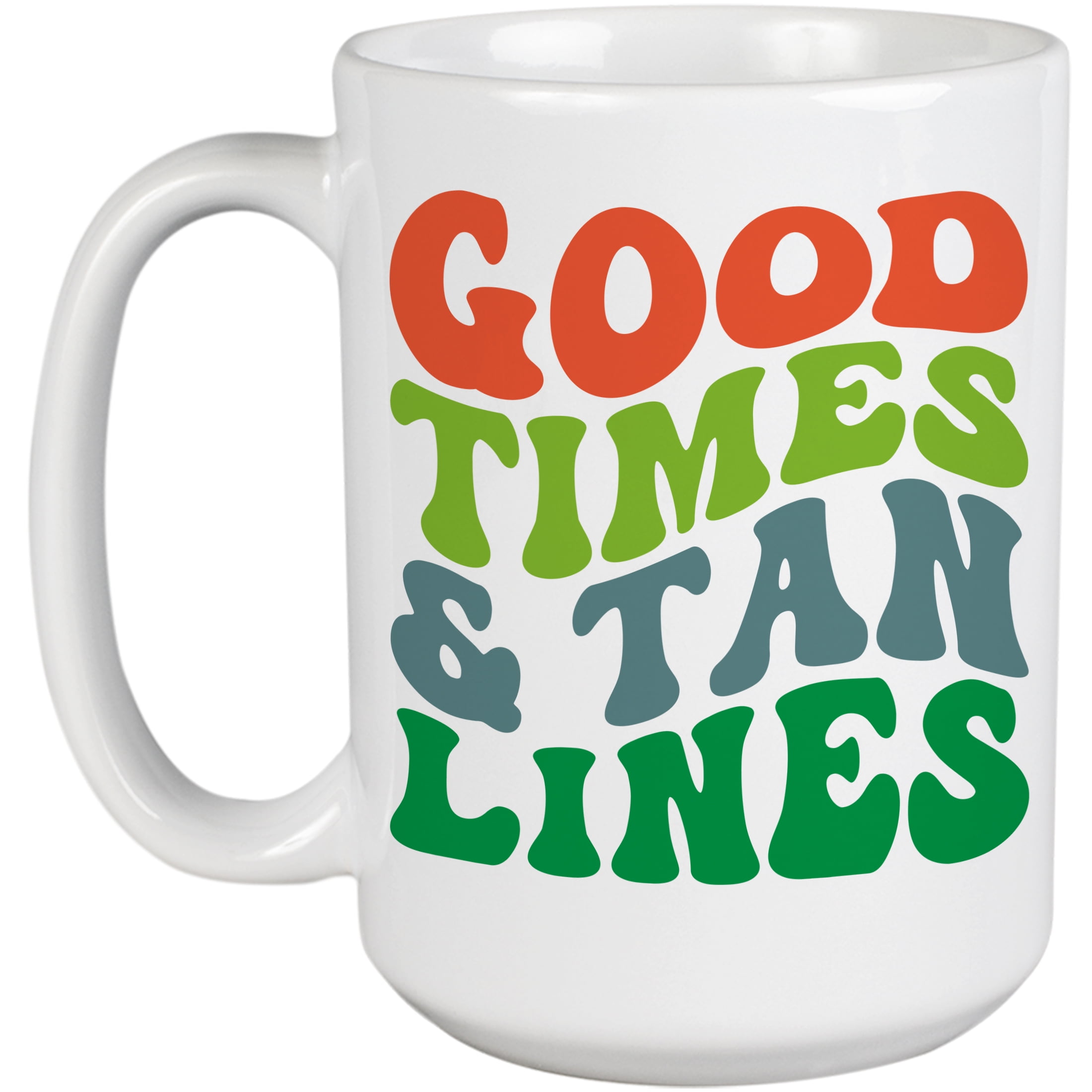 Good Times & Tan Lines, Summer or Beach Themed, Groovy Retro Wavy Text ...