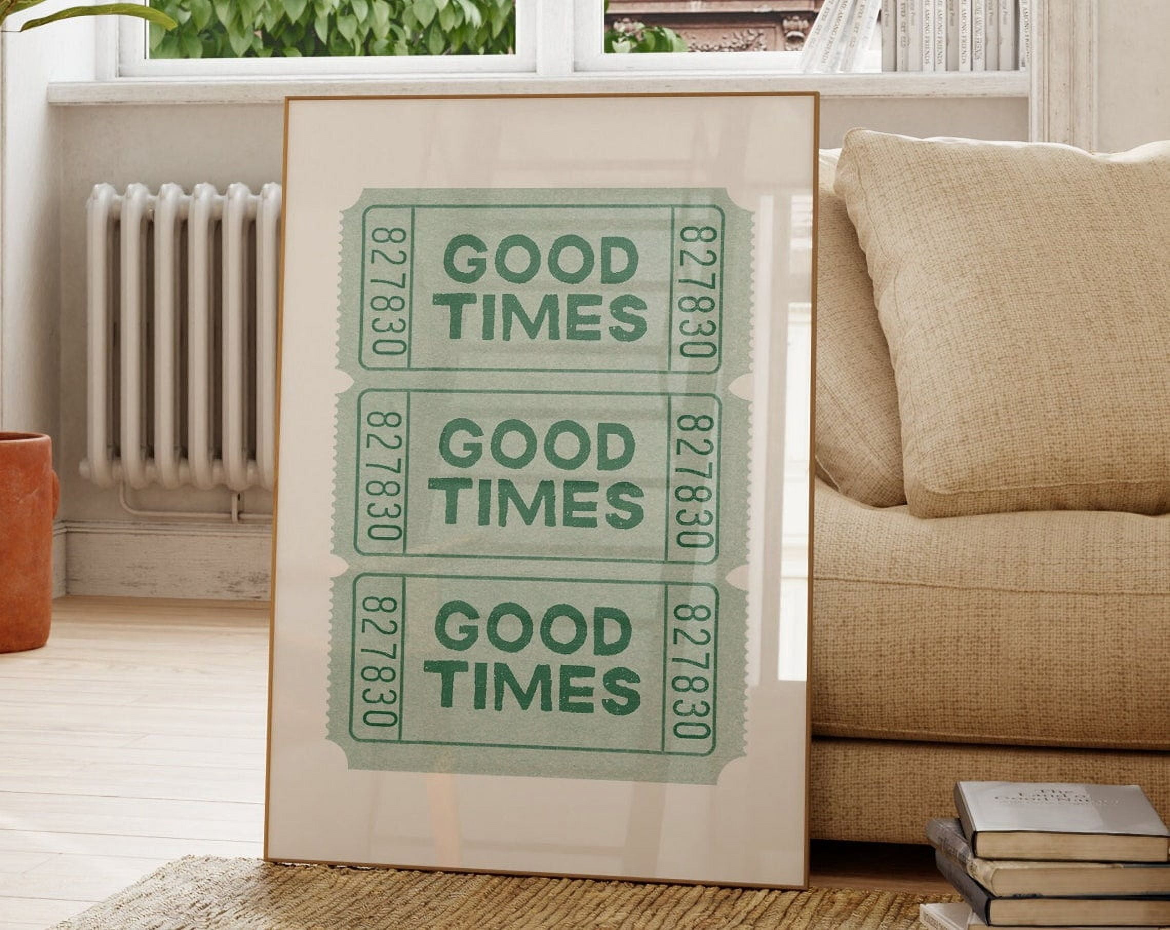 Good Times Ticket Print Green Wall Art Retro Posters Trendy Wall Art ...