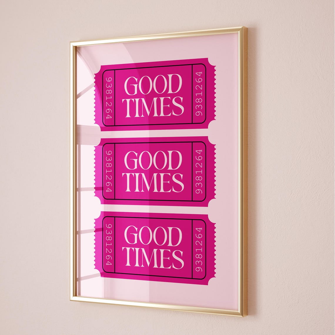 Good Times Ticket Print, Instant Wall Art Gift, 70S Pink Bar Cart Art ...