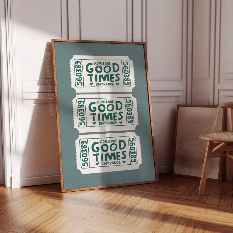 Good Times Ticket Print, Olive Green Bar Cart Decor Poster - Walmart.com