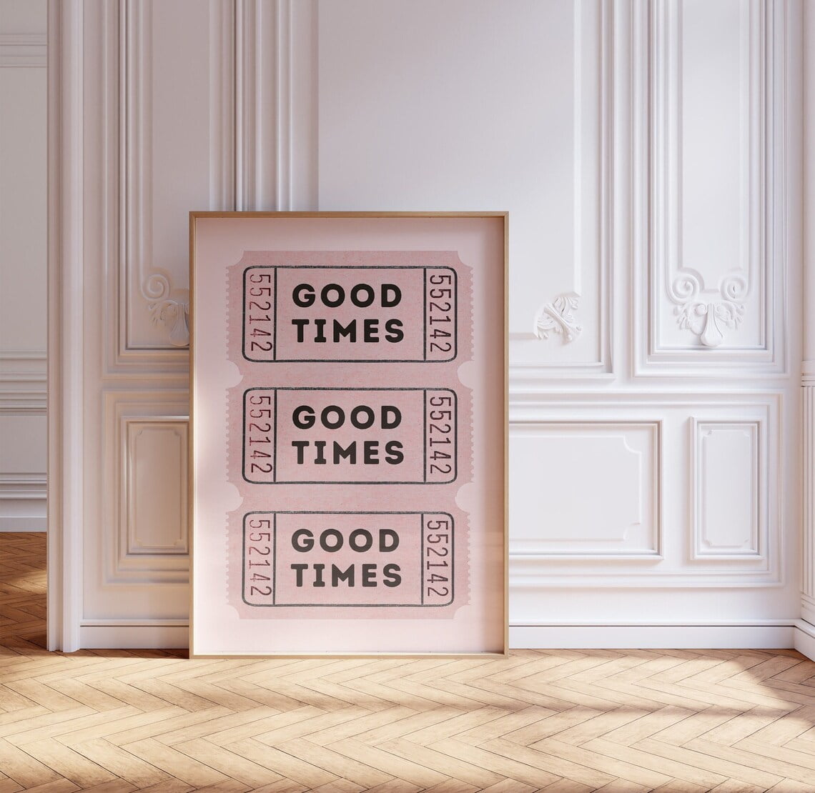 Good Times Ticket Print-Preppy Pink Posters-Trendy Wall Art-Retro Print ...
